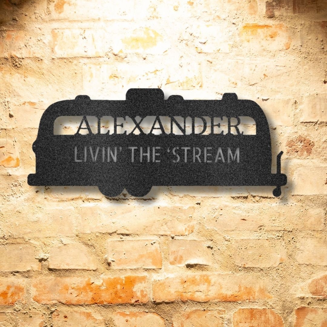 Personalized Airstream Traveler Basecamp Sign Monogram - Steel Sign ...