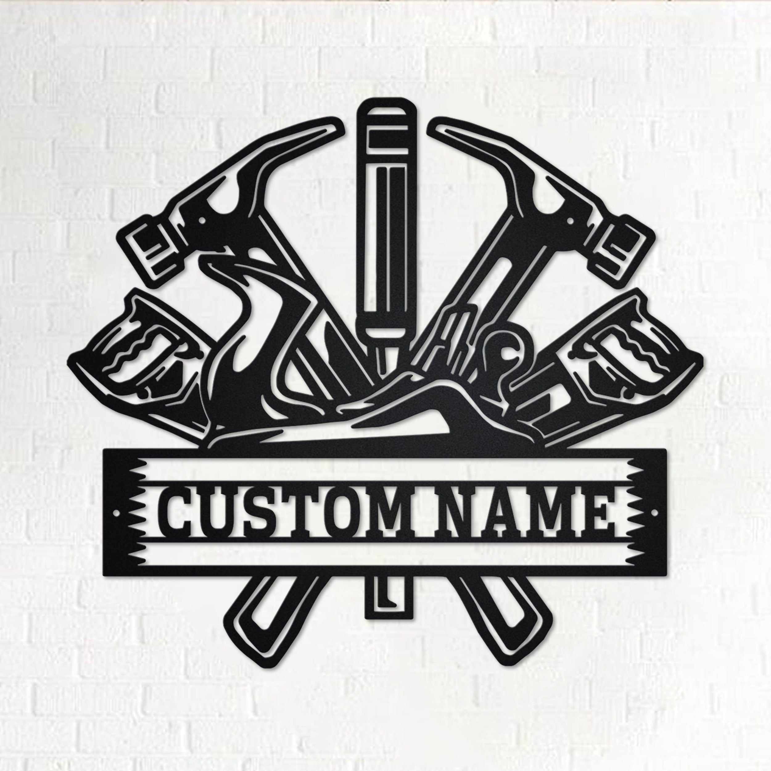 Custom Carpenter Tools Metal Wall Art, Personalized Carpenter Name Sign ...