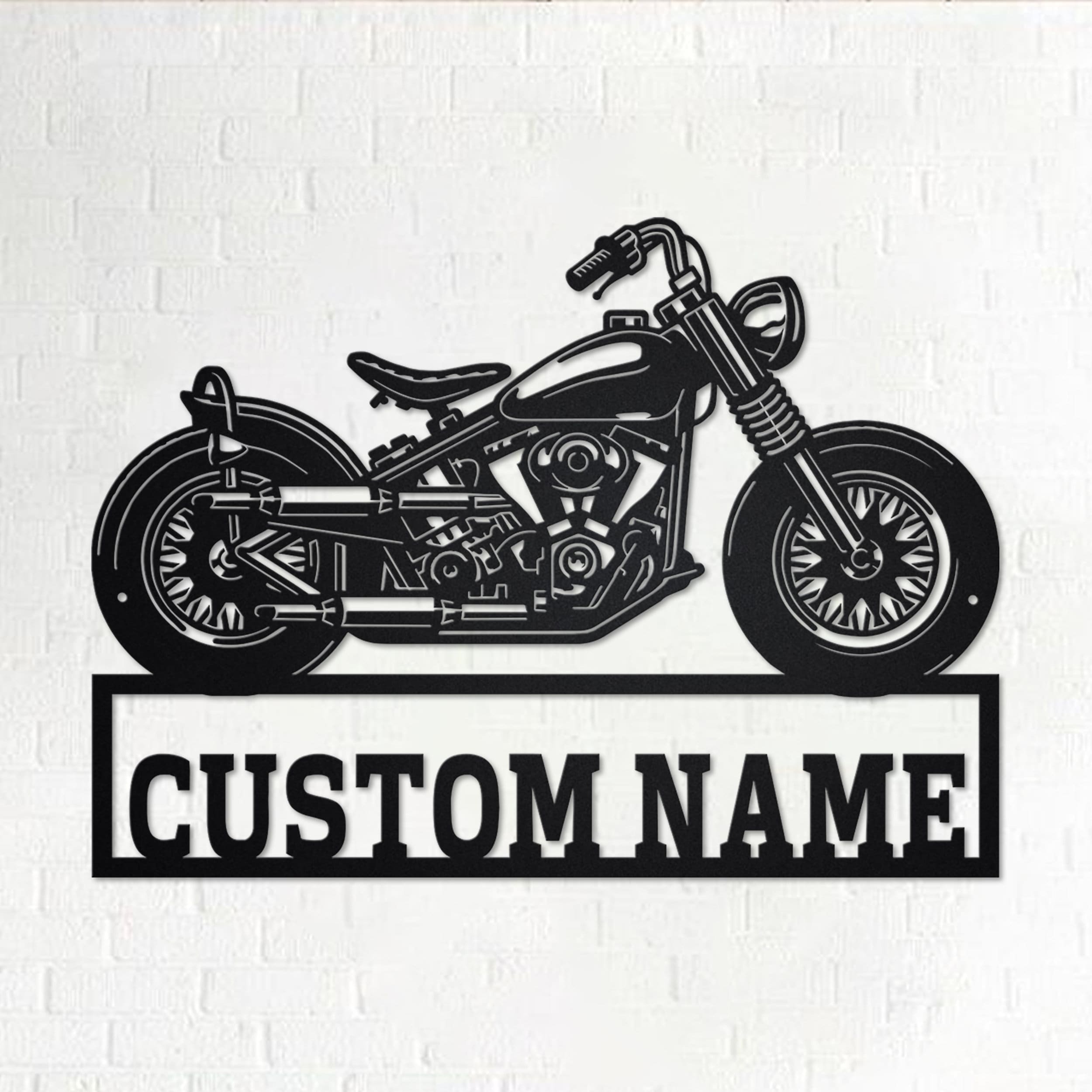 Custom Chopper Motorcycle Metal Wall Art, Personalized Chopper Name ...