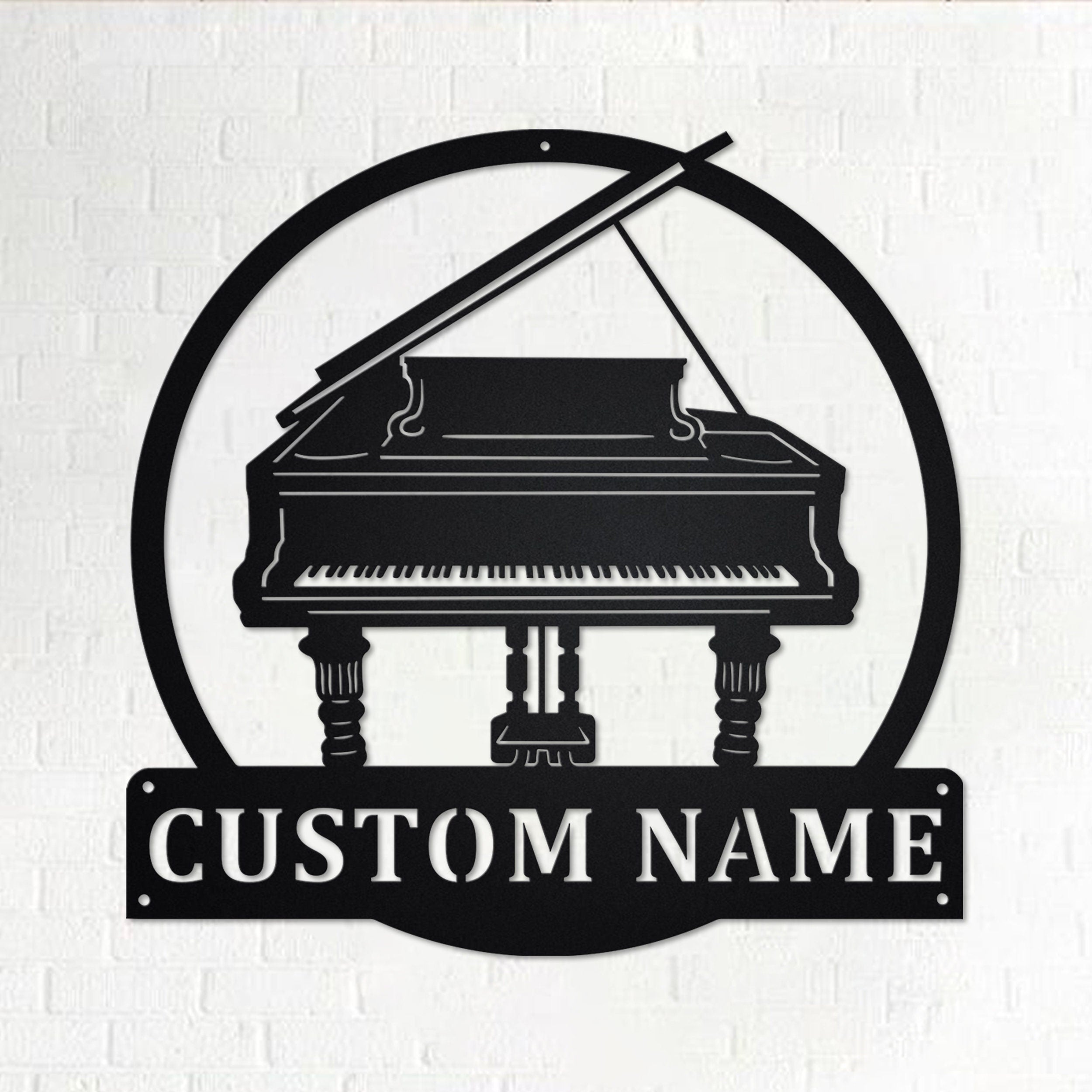 Custom Grand Piano Metal Wall Art, Personalized Grand Piano Name Sign ...