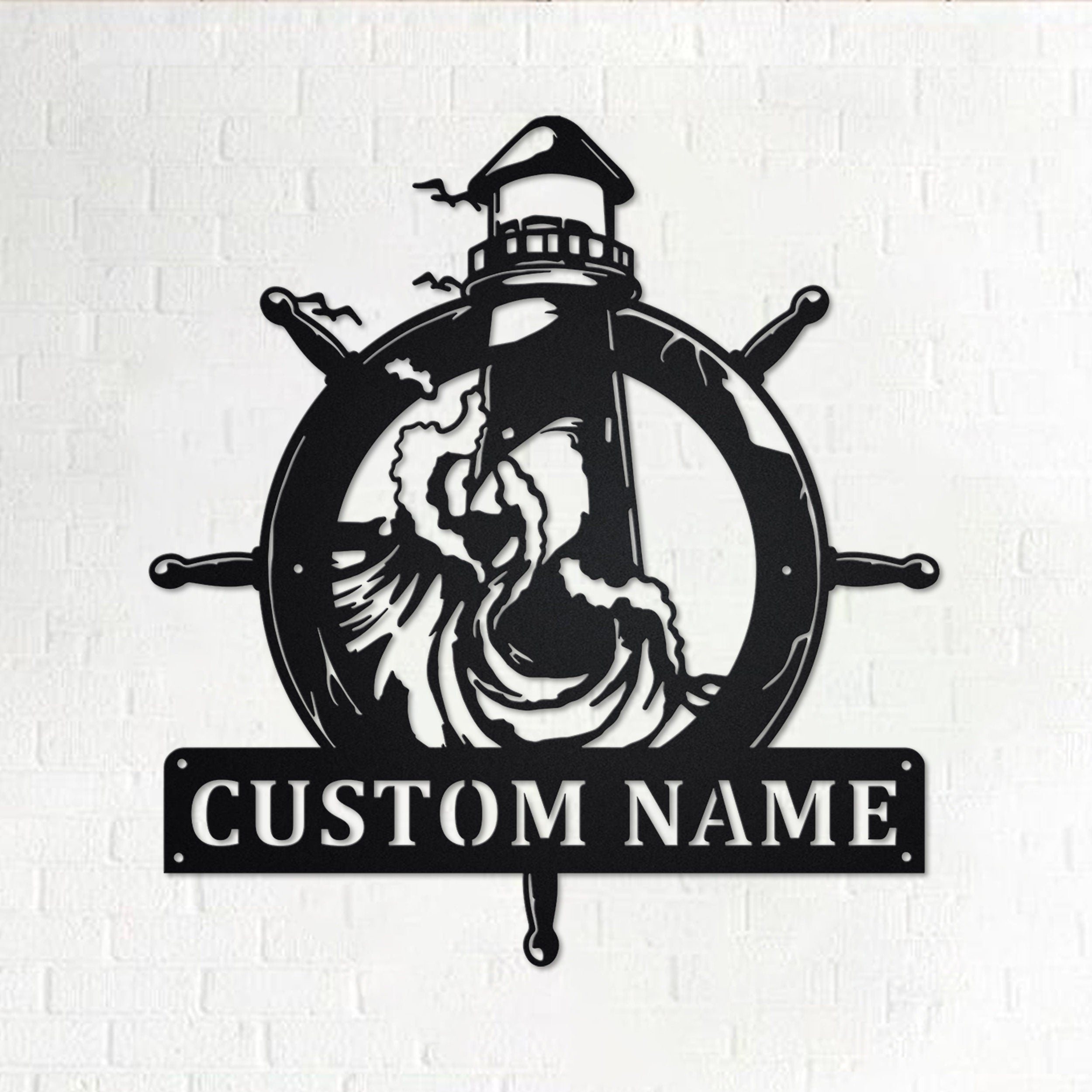 Custom The Lighthouse Metal Wall Art, Personalized The Lighthouse Name ...