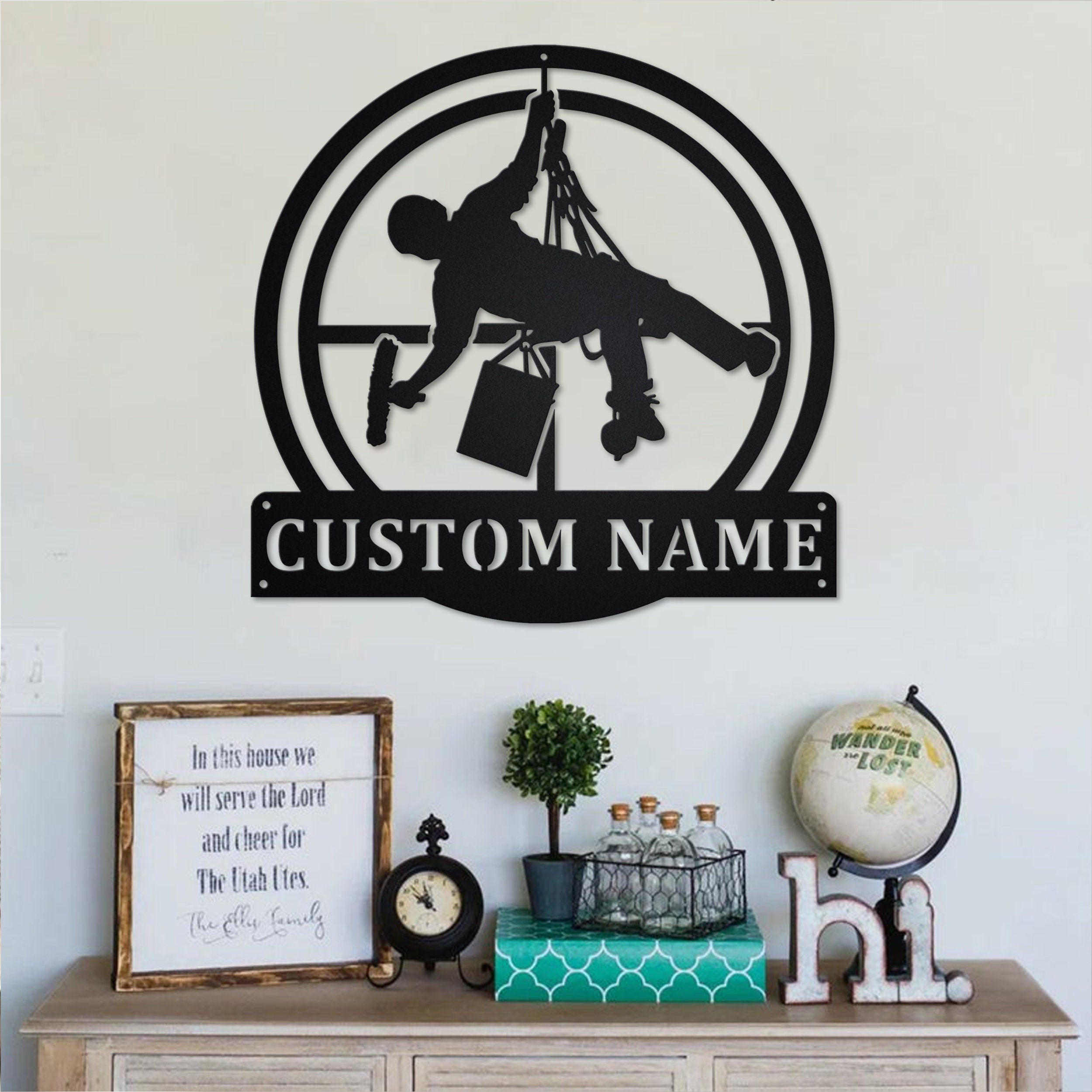 Custom Window Washer Metal Wall Art, Personalized Window Washer Name ...
