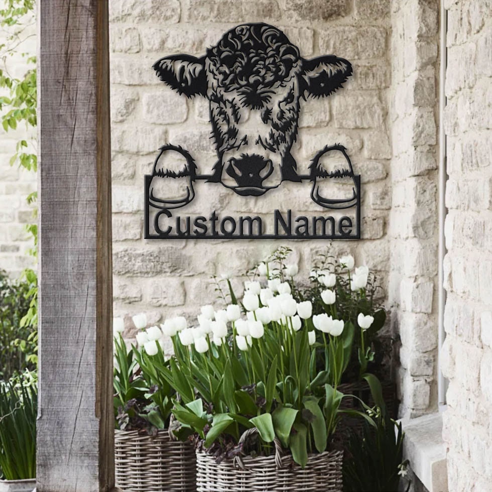 Personalized Cow Farm Monogram Metal Sign Art Custom Cow Farm Metal ...