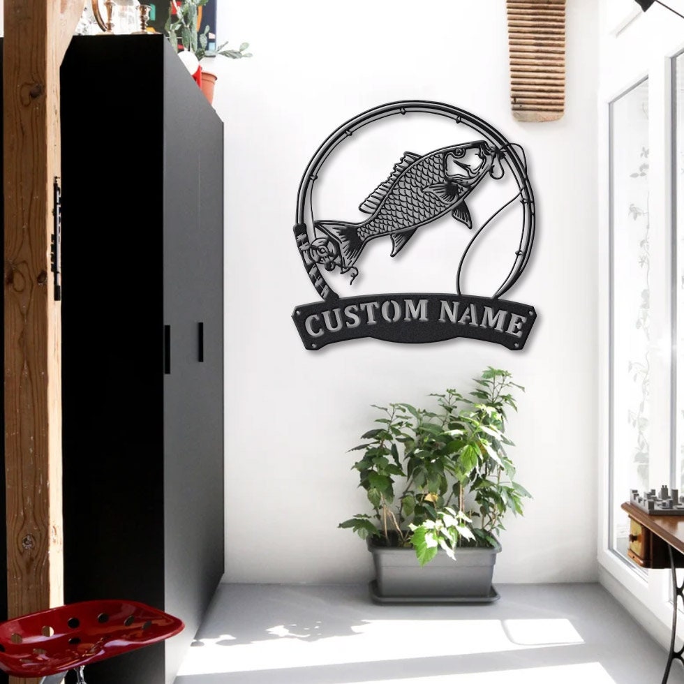Personalized Mutton Snapper Fishing Fish Pole Metal Sign Art, Custom ...