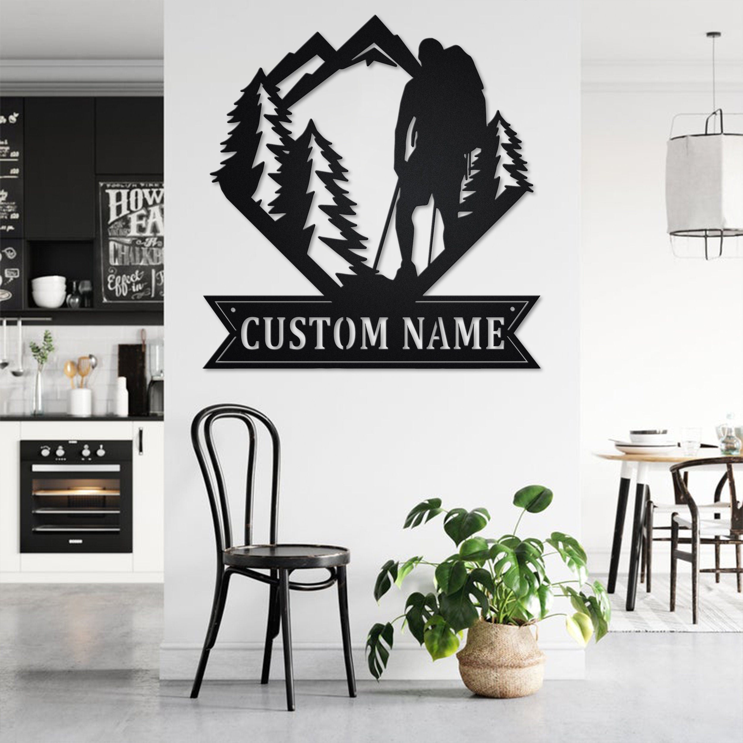 Custom Hiker Metal Wall Art, Personalized Hiker Name Sign Decoration ...