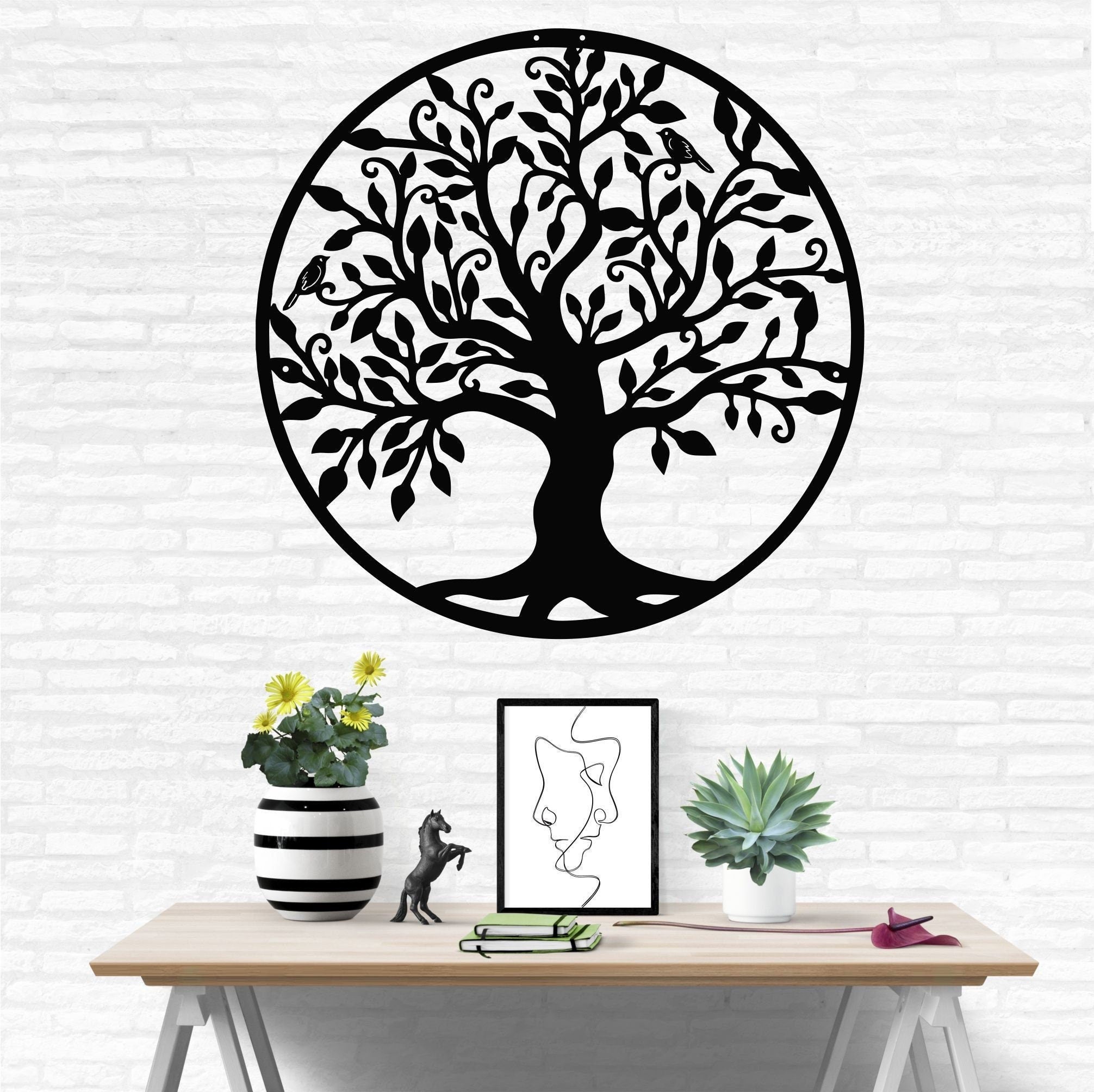 Family Tree Wall Art, Metal Wall Decor, Wall Hangings, Home Living Room ...