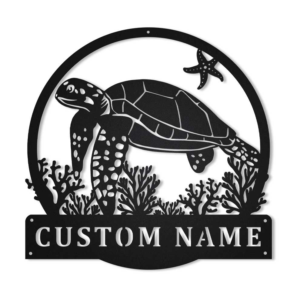 Personalized Sea Turtle Monogrammetal Sign Art, Custom Sea Turtle ...