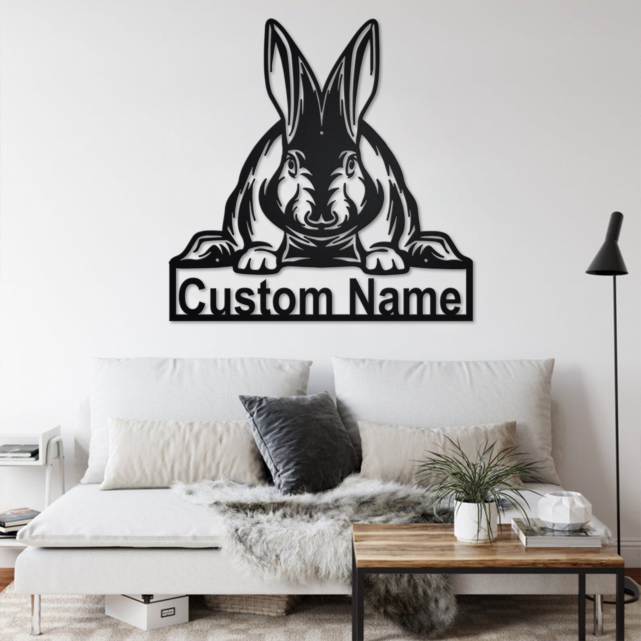 Custom Rabbit Metal Wall Art, Personalized Rabbit Name Sign Decoration ...