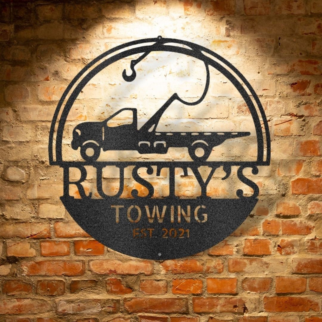 Tow Truck Monogram - Steel Sign | Nalaprint