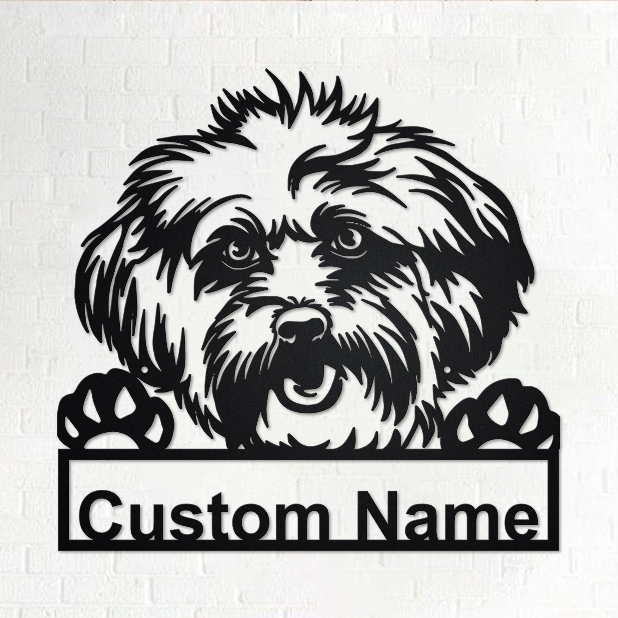 Custom Lhasa Apso Dog Metal Wall Art, Personalized Lhasa Apso Name Sign ...