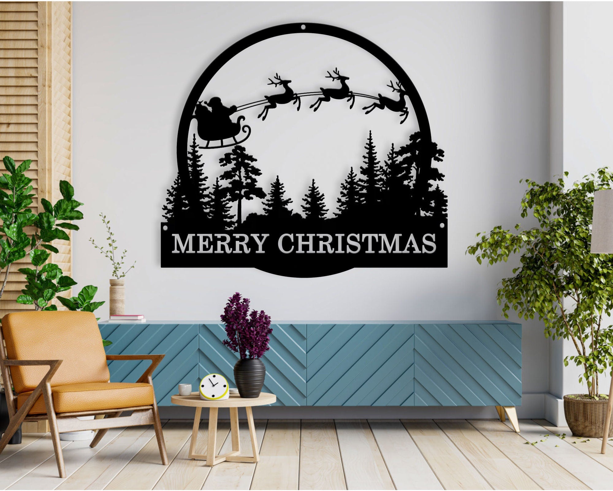 Christmas Metal Sign - Merry Christmas - Christmas Decor - Santa Metal ...