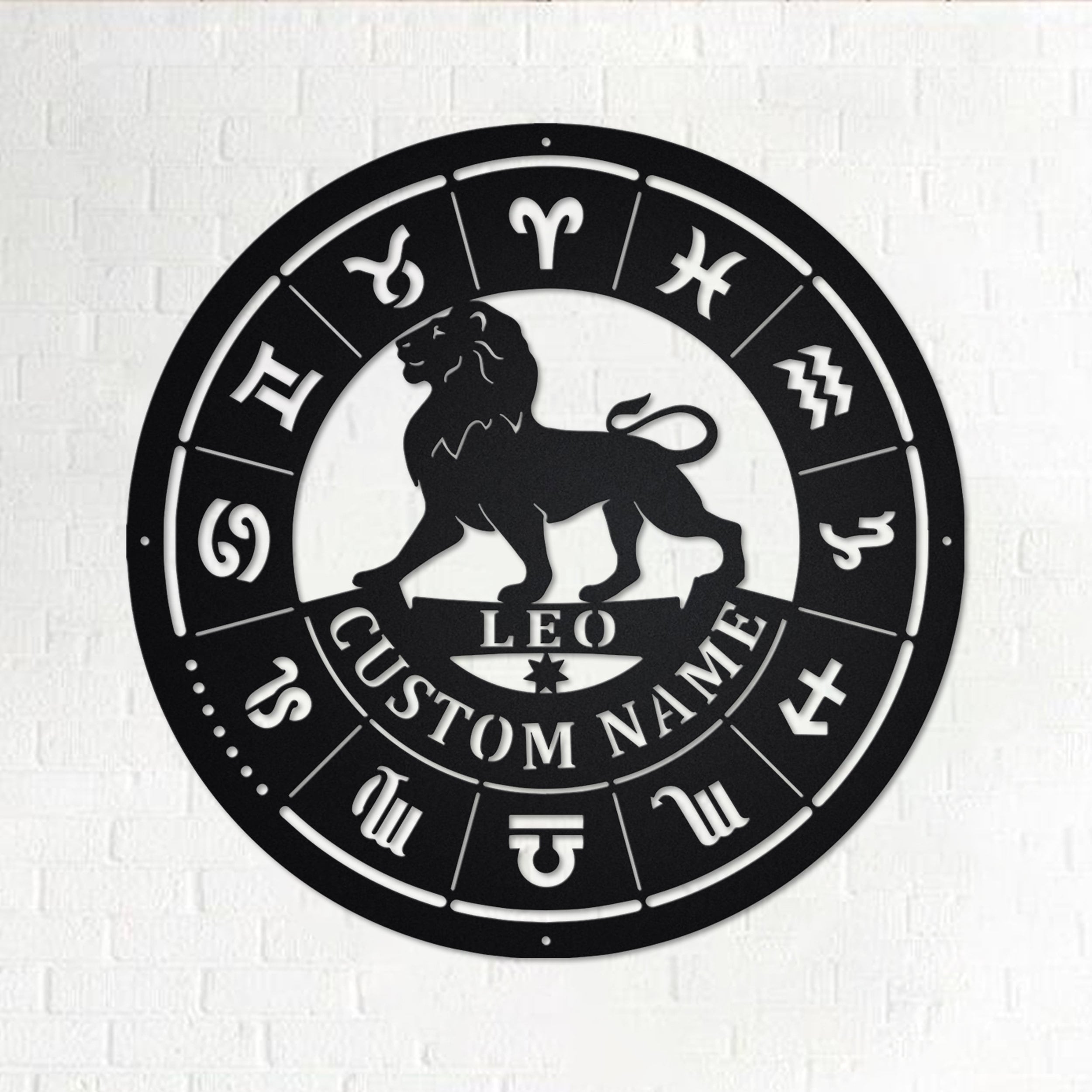 Custom Leo Zodiac Metal Wall Art, Personalized Leo Zodiac Name Sign ...