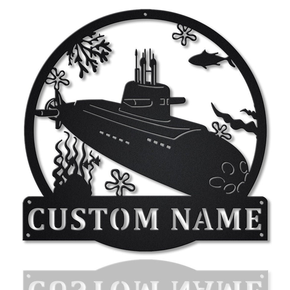 Personalized Submarine Monogram Metal Sign Art, Custom Submarine Metal ...