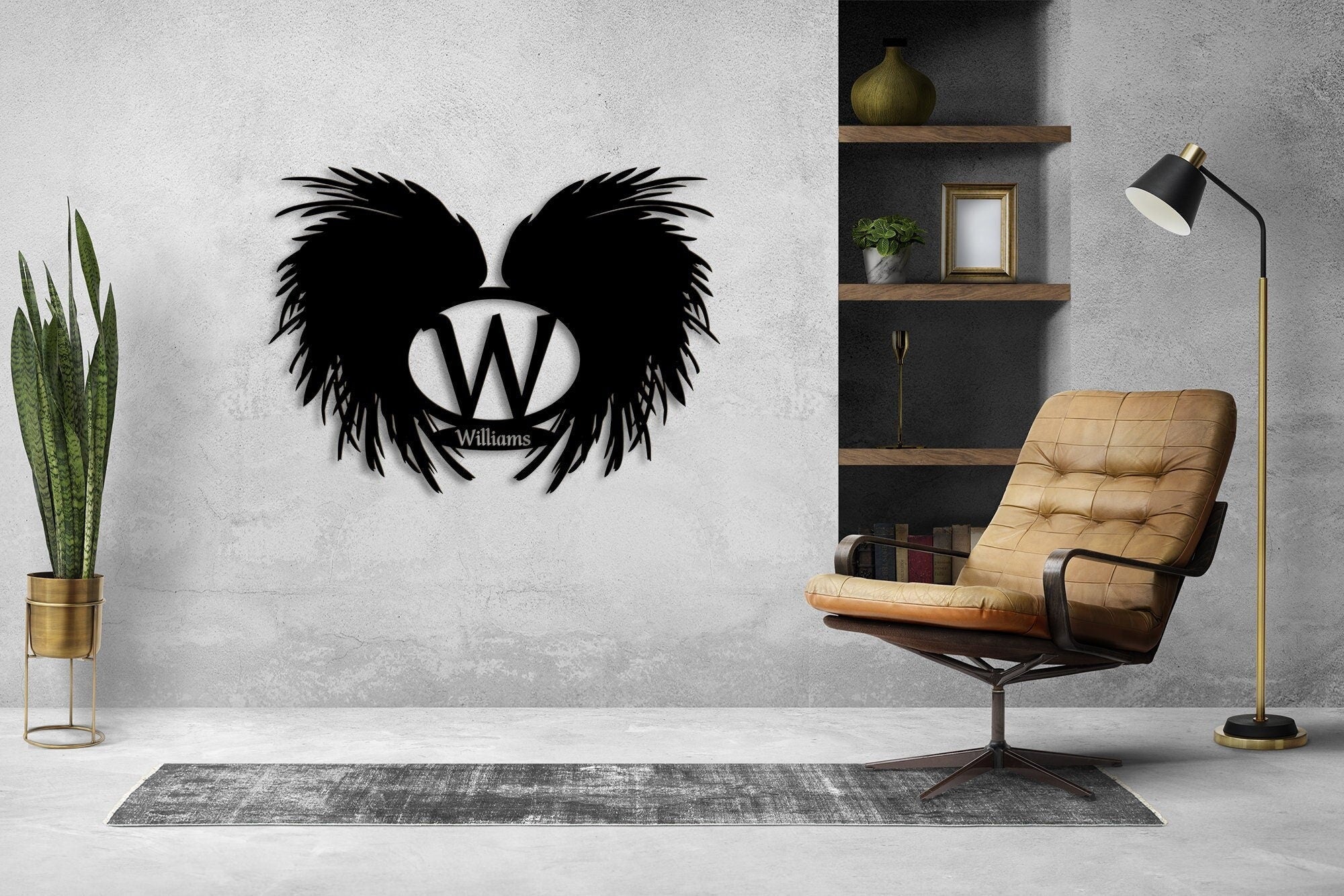 Personalized Metal Angel Wings Name Sign, Metal Wall Art | Nalaprint