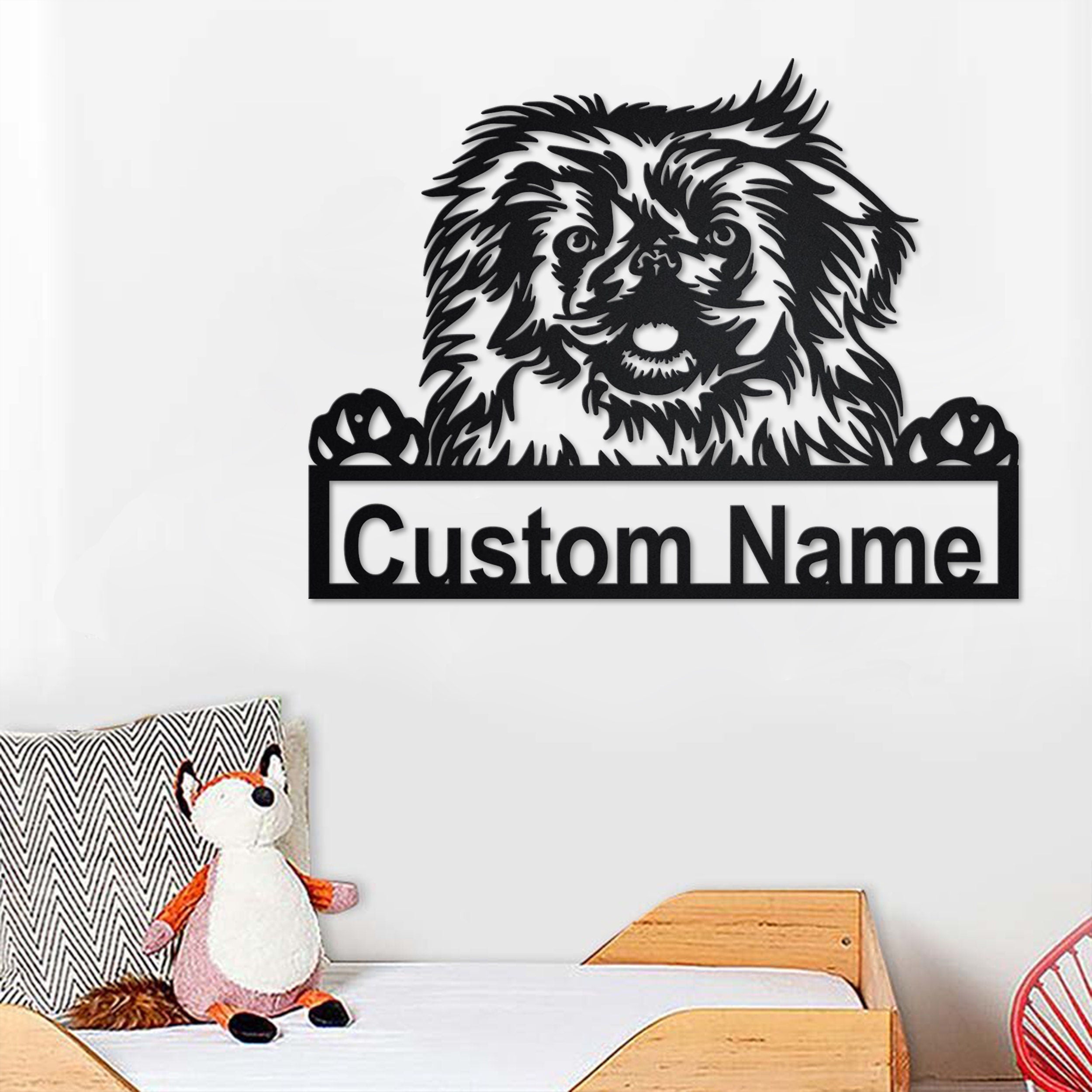 Custom Pekingese Dog Metal Wall Art, Personalized Pekingese Name Sign ...
