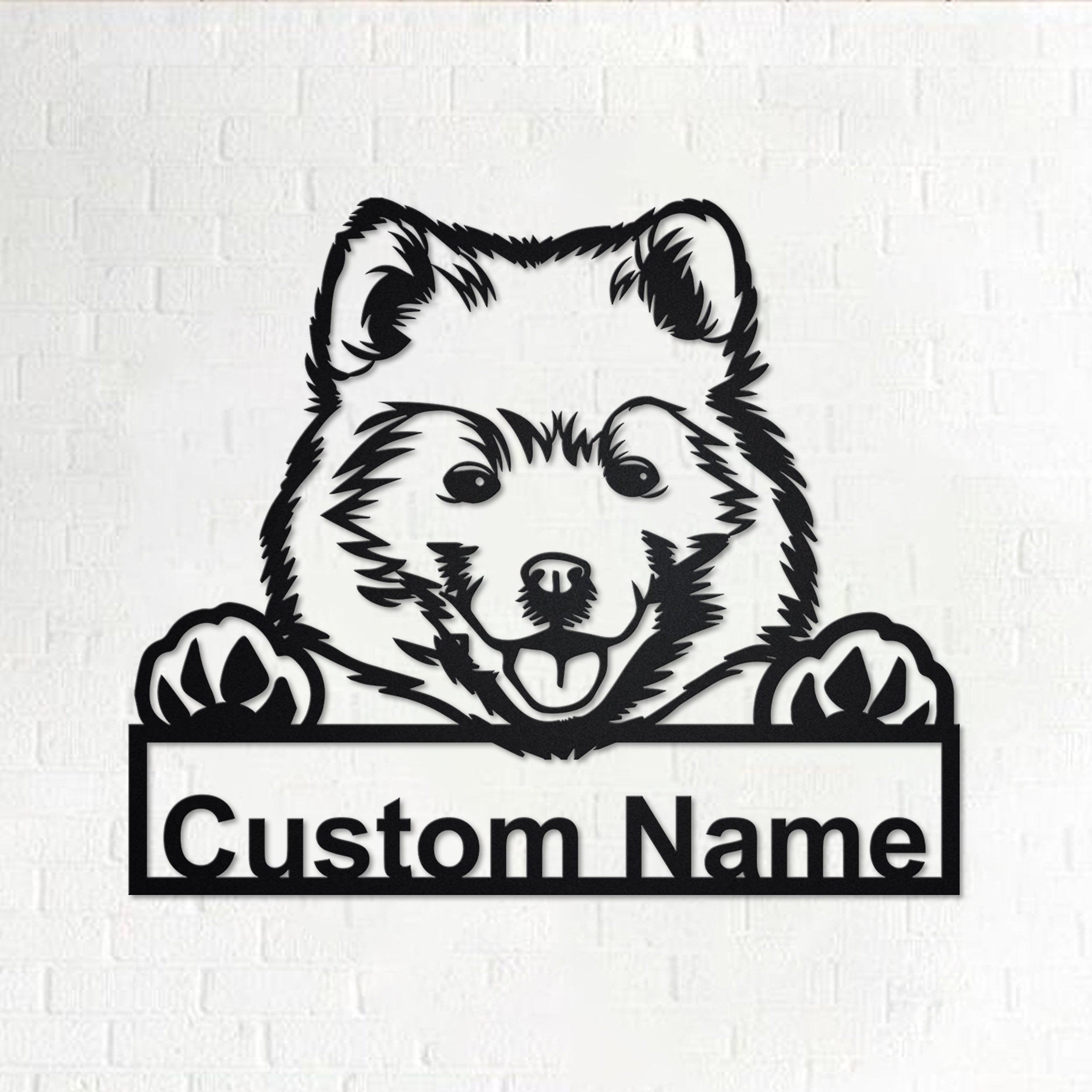 Custom Samoyed Dog Metal Wall Art, Personalized Samoyed Name Sign ...
