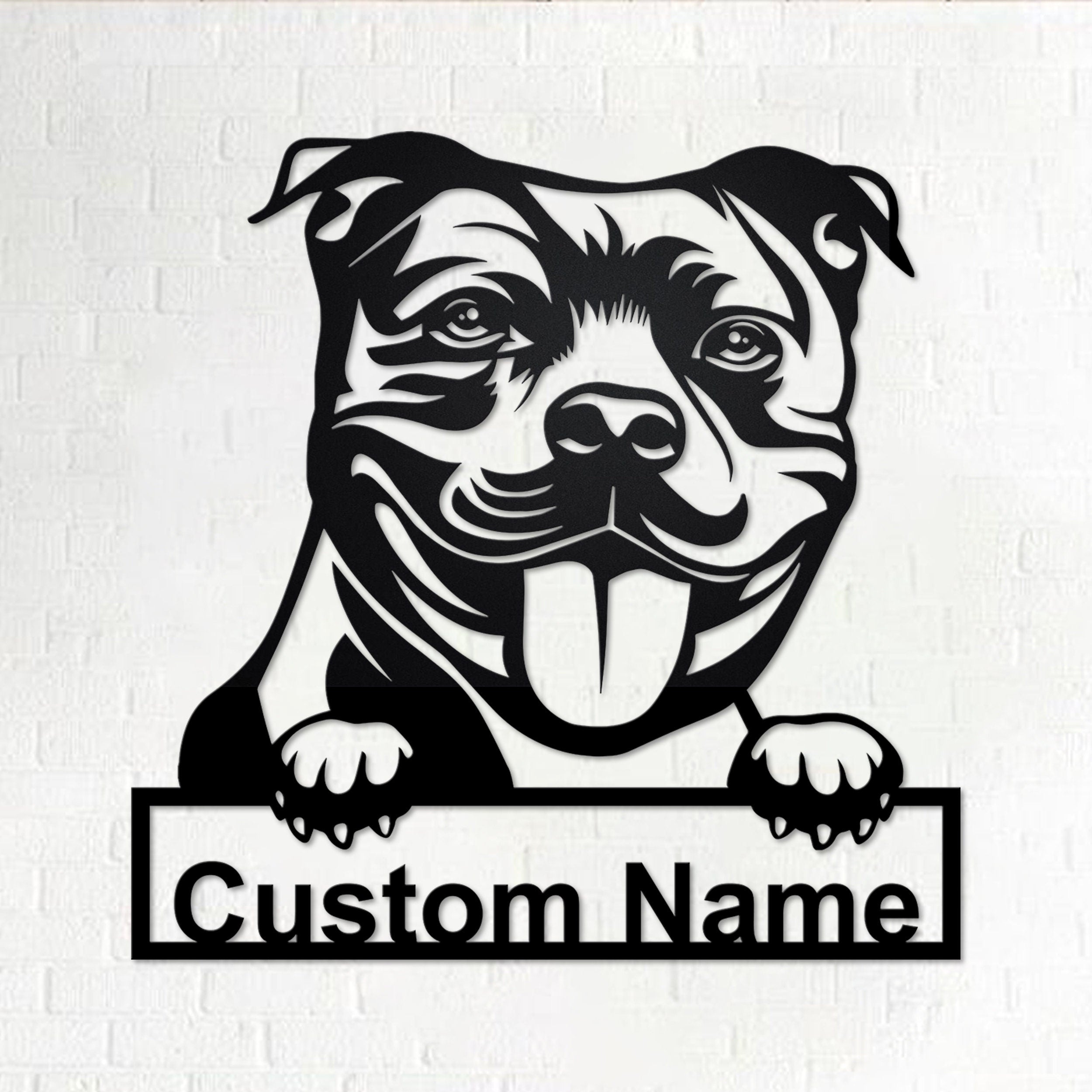 Custom Staffordshire Bull Dog Metal Wall Art, Personalized ...