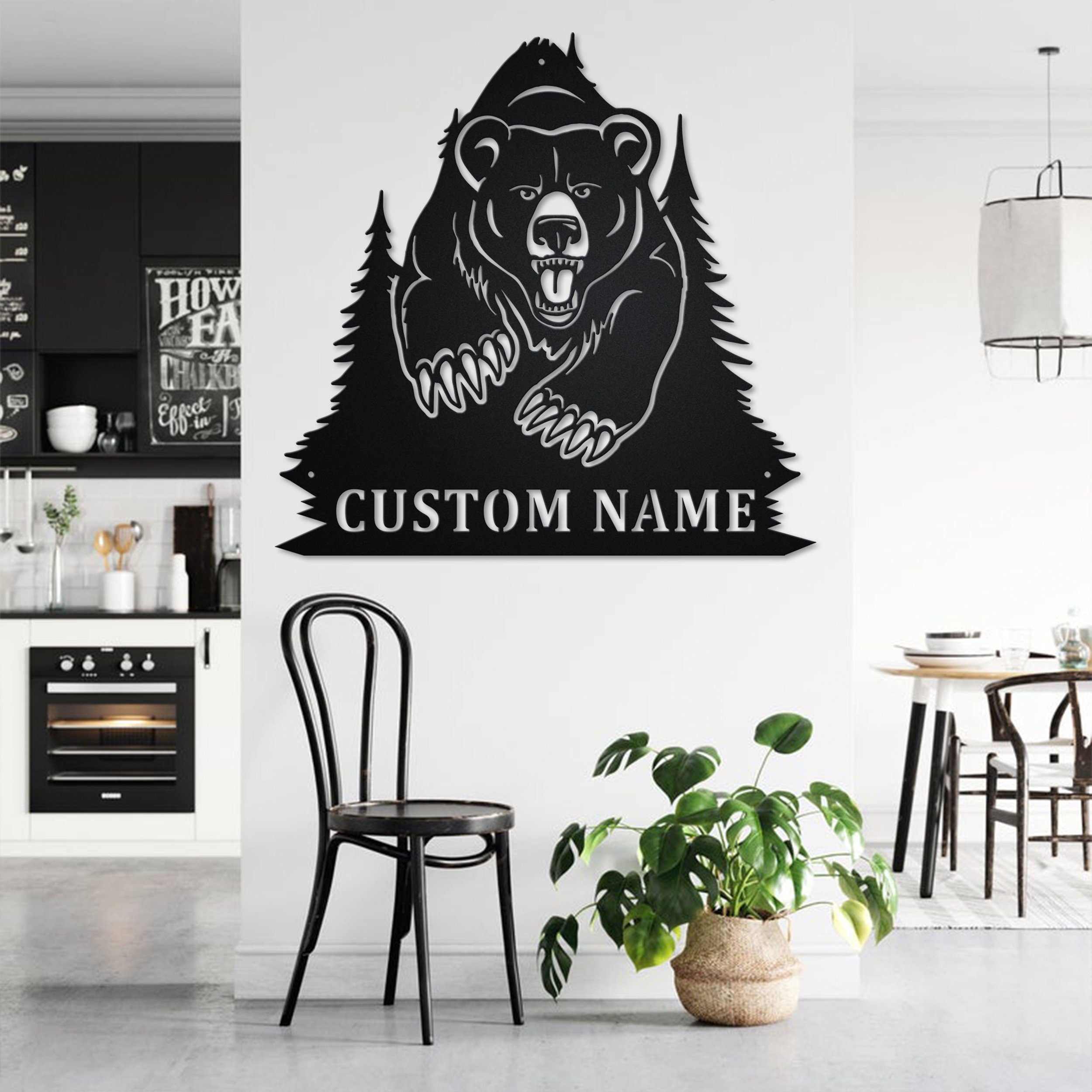 Custom Bear Metal Wall Art, Personalized Bear Name Sign Decoration For ...