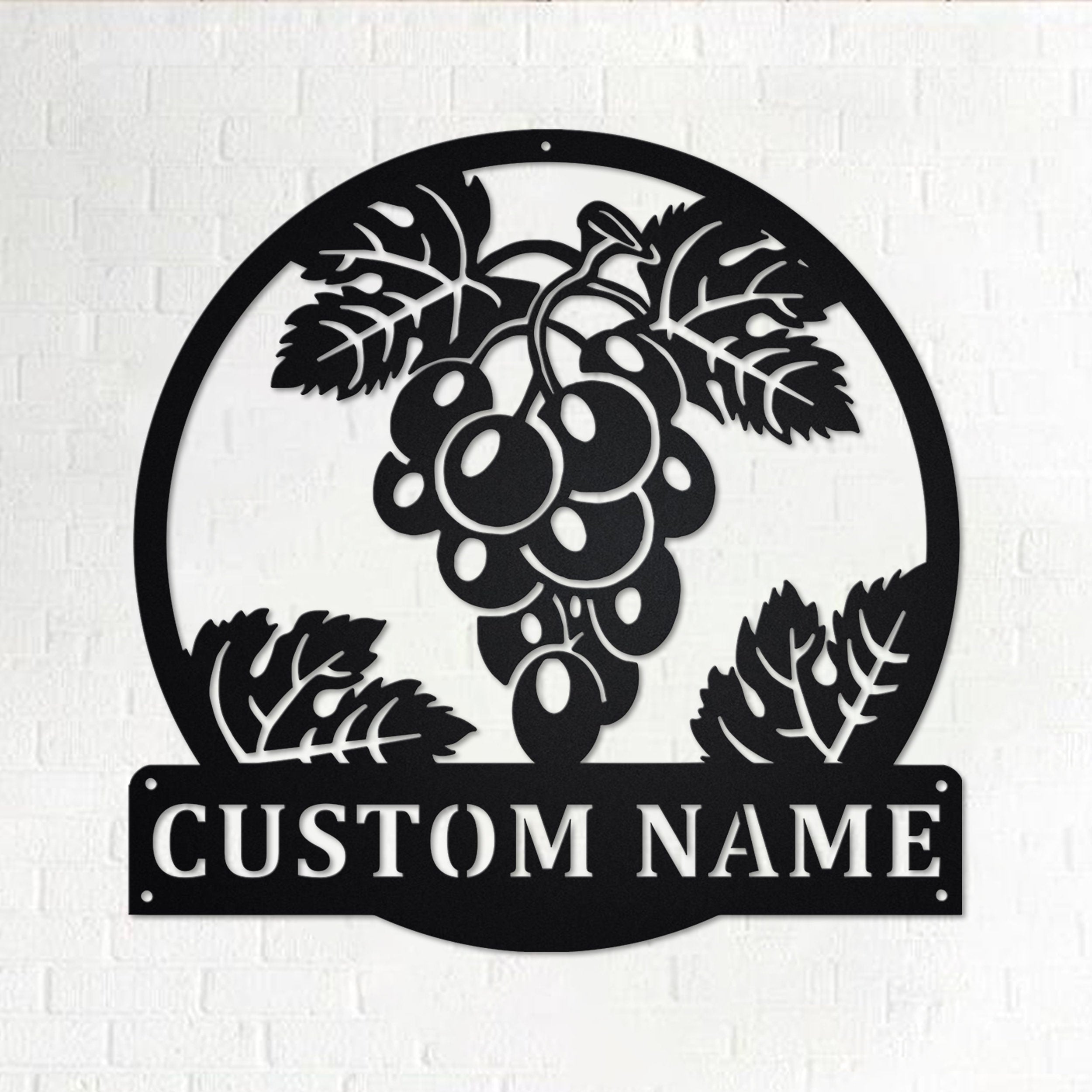 Custom Grape Metal Wall Art, Personalized Grape Fram Name Sign ...