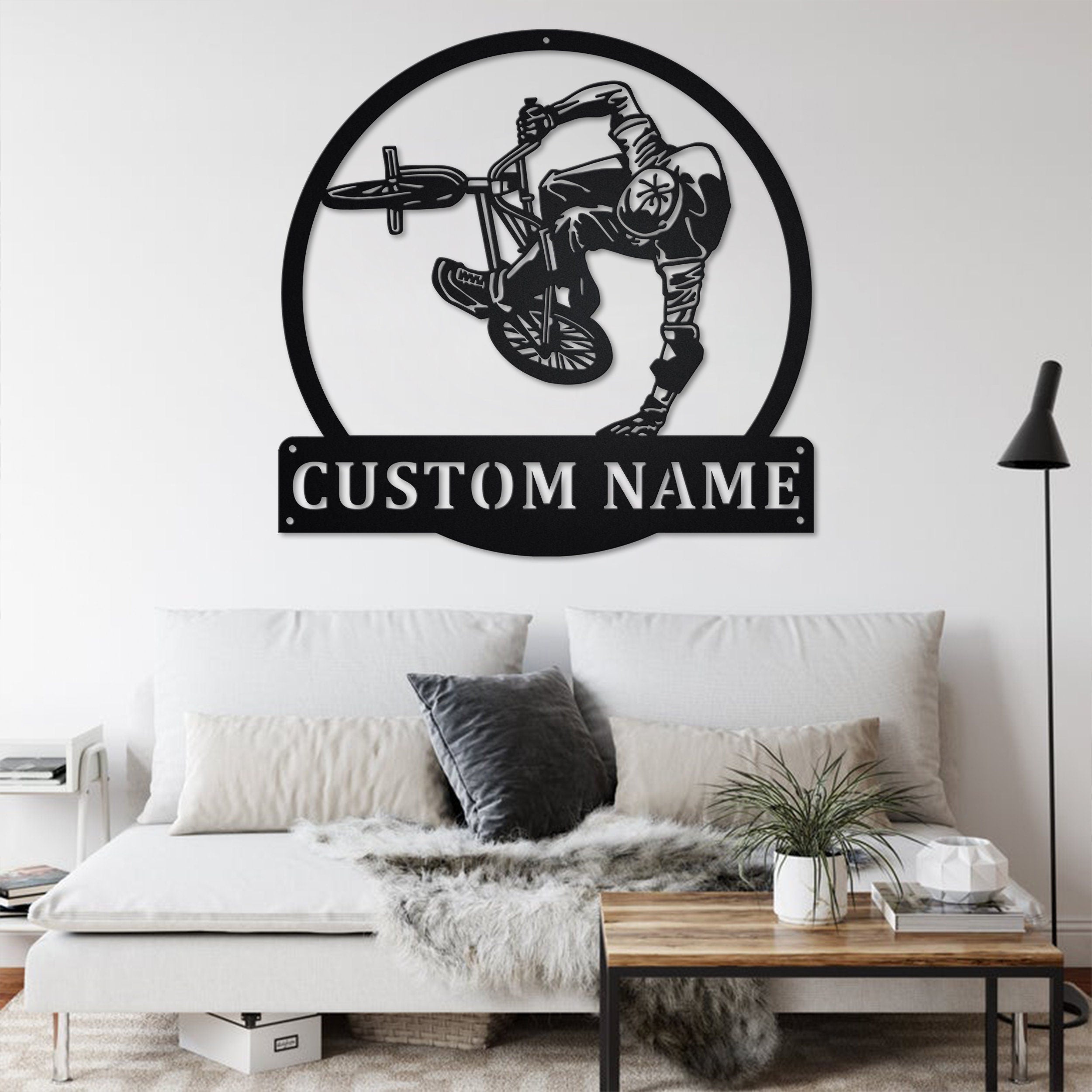 Custom Bmx Biker Metal Wall Art, Personalized Bmx Biker Name Sign ...