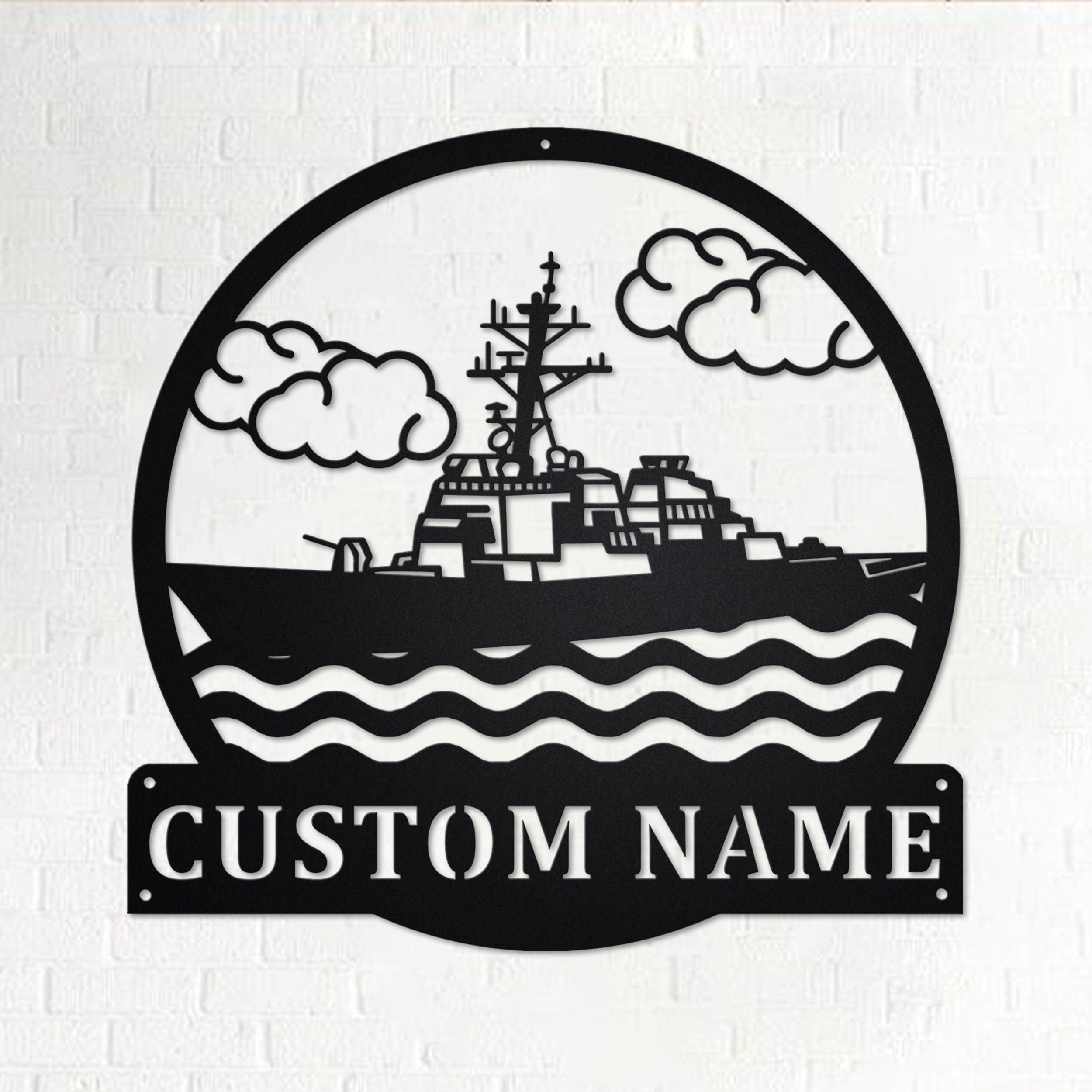 Custom Destroyer Ship Metal Wall Art, Personalized Destroyer Ship Name ...