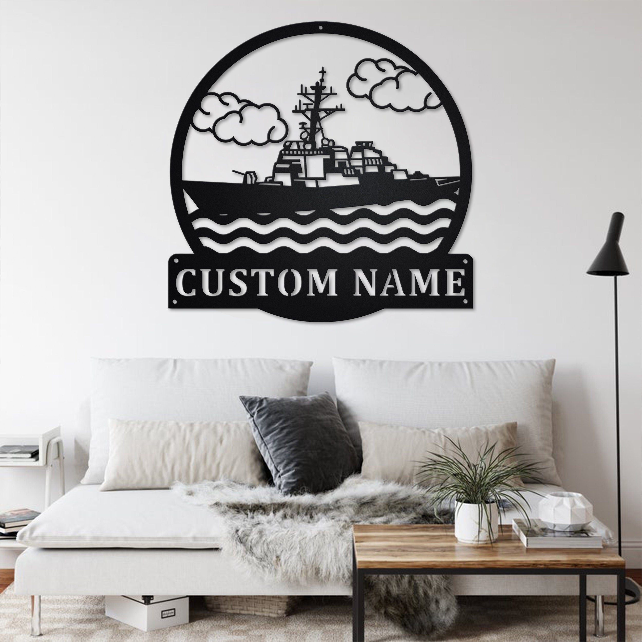 Custom Destroyer Ship Metal Wall Art, Personalized Destroyer Ship Name ...