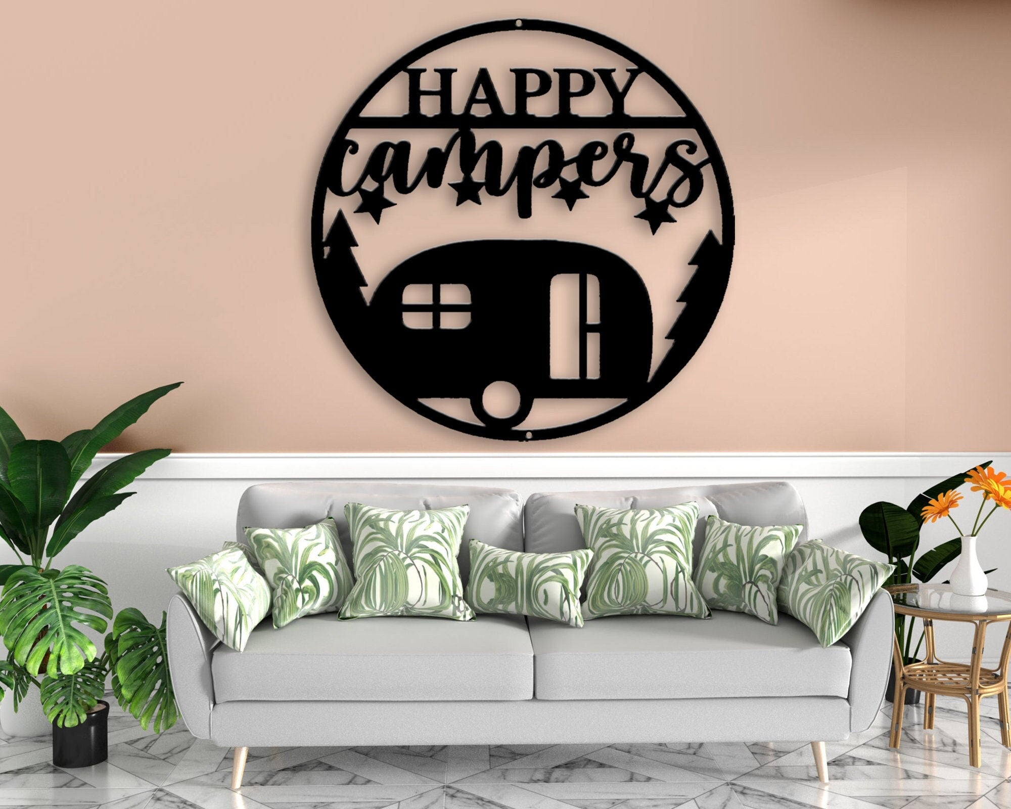 Camping Welcome Metal Sign - Happy Campers Sign - Family Room Sign - Rv ...