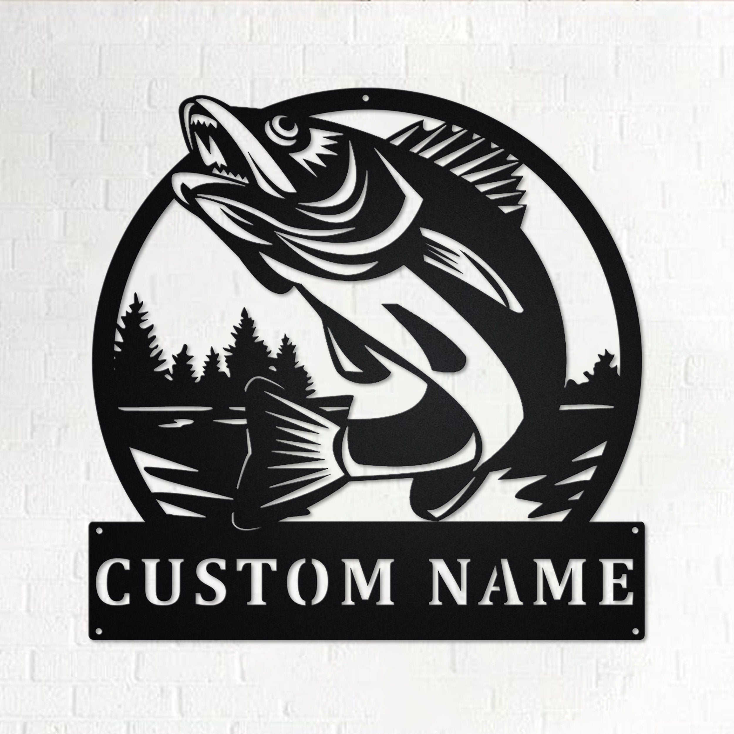 Custom Walleye Fishing Metal Wall Art, Personalized Walleye Fisher Name ...
