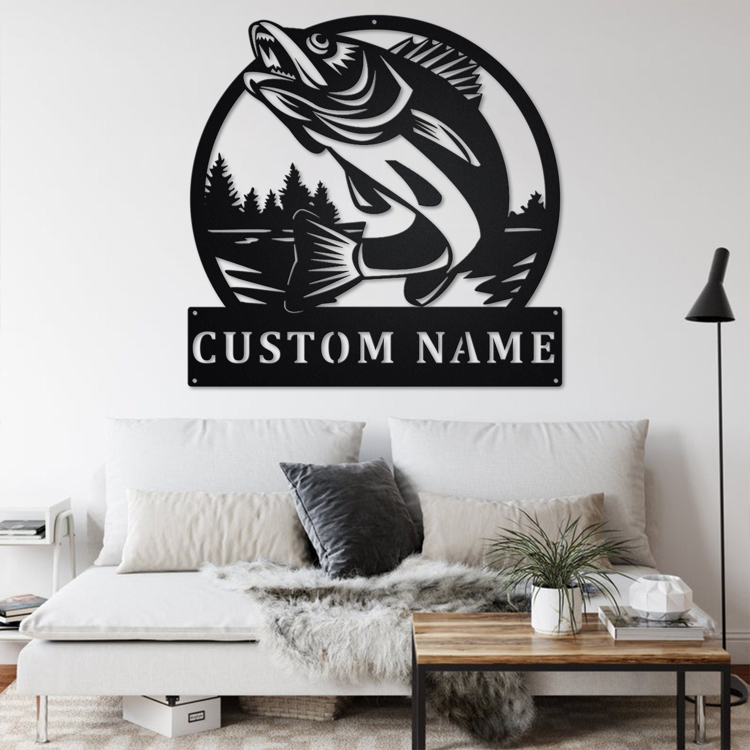 Custom Walleye Fishing Metal Wall Art, Personalized Walleye Fisher Name ...