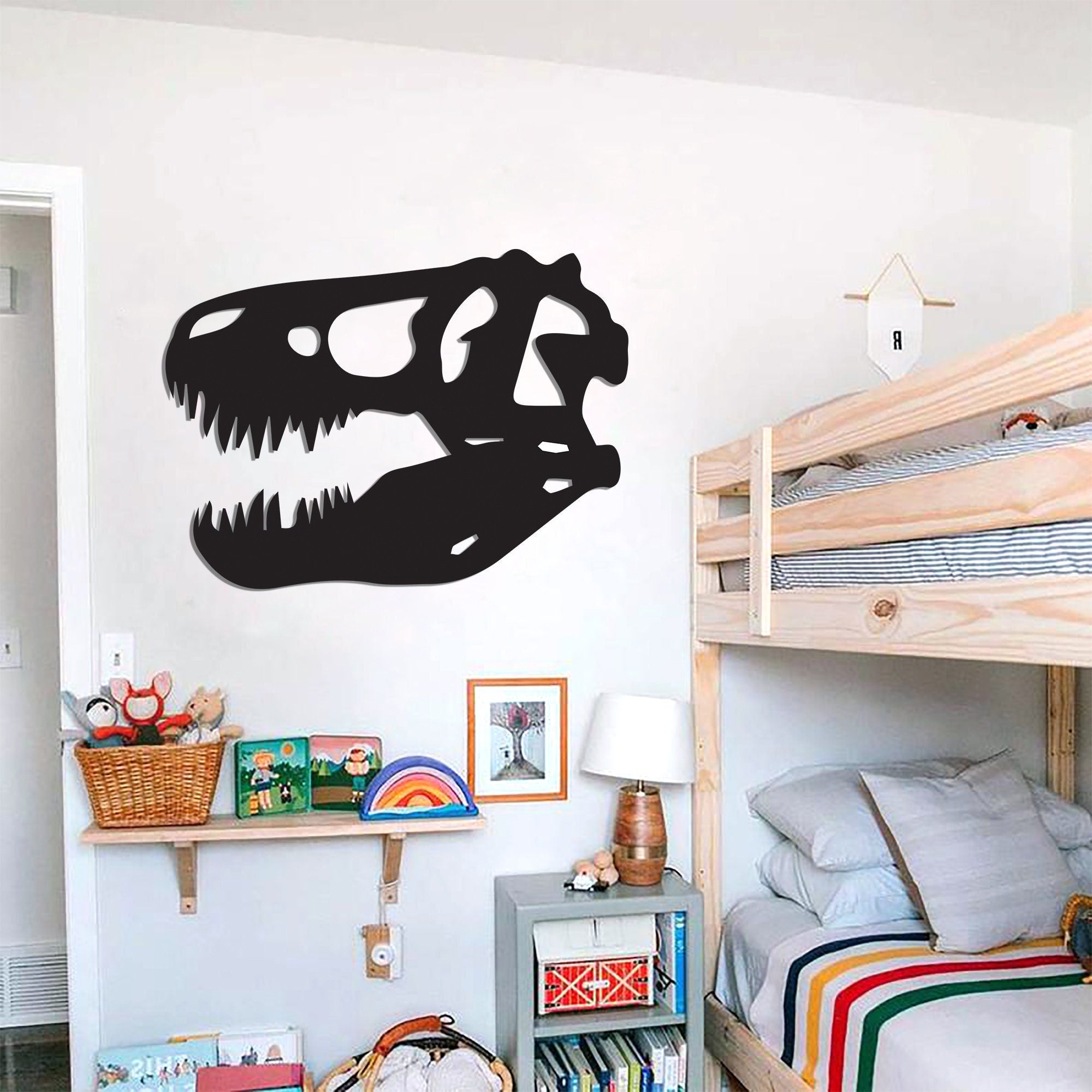 T-rex Fossil Metal Wall Art, Dinosaur Wall Decor, T-rex Skull, Jurassic ...
