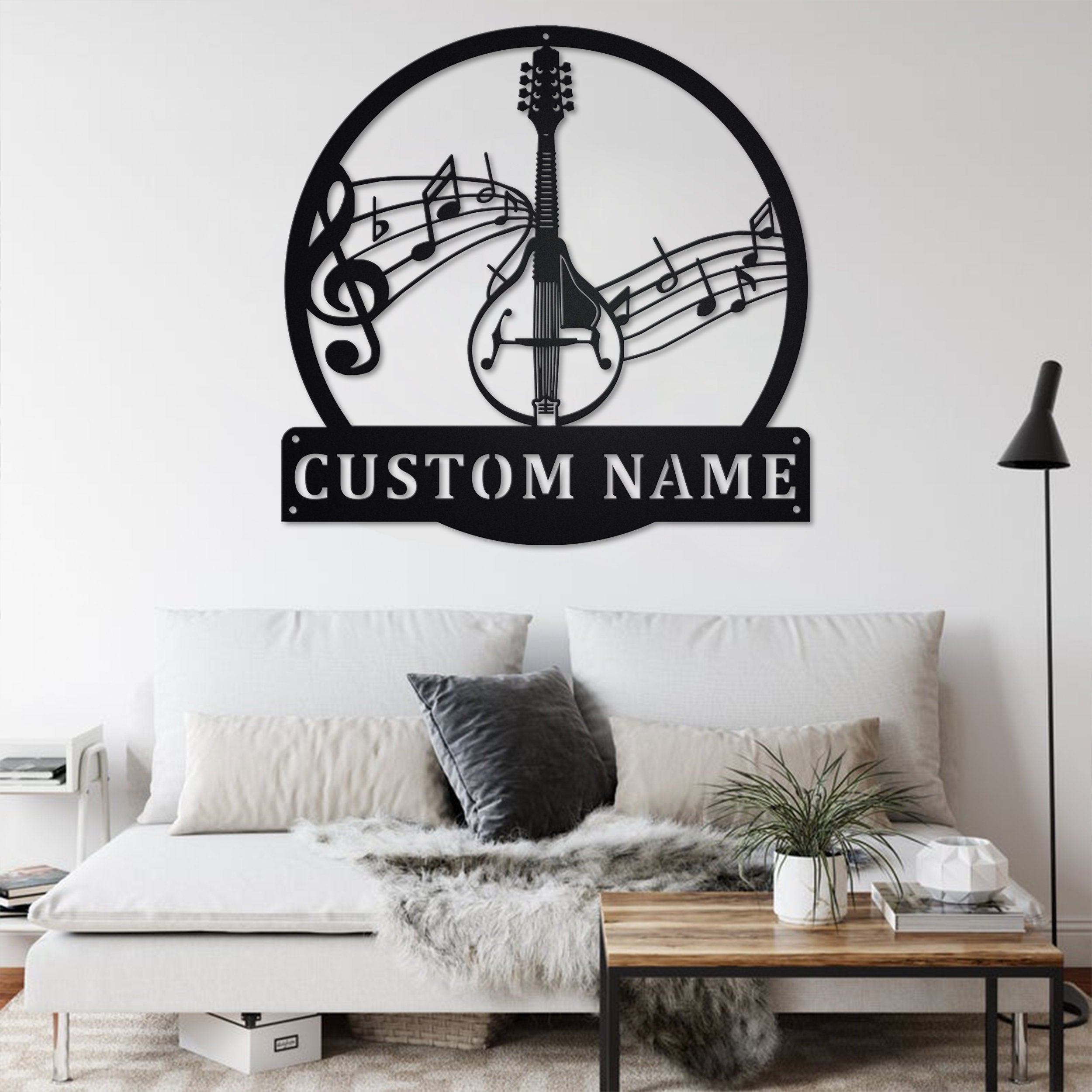 Custom Mandolin Musical Instrument Metal Wall Art, Personalized ...