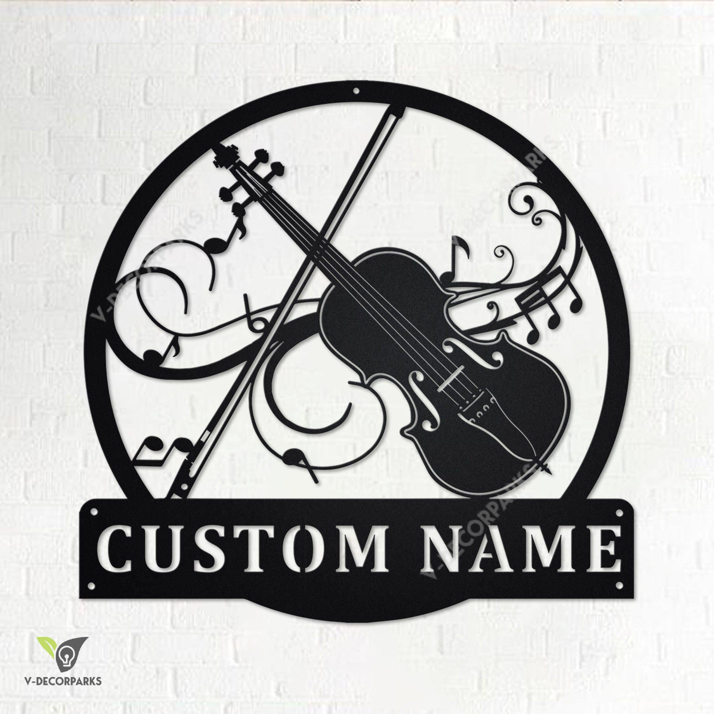 Custom Violin Musical Instrument Metal Wall Art, Personalized Violin ...