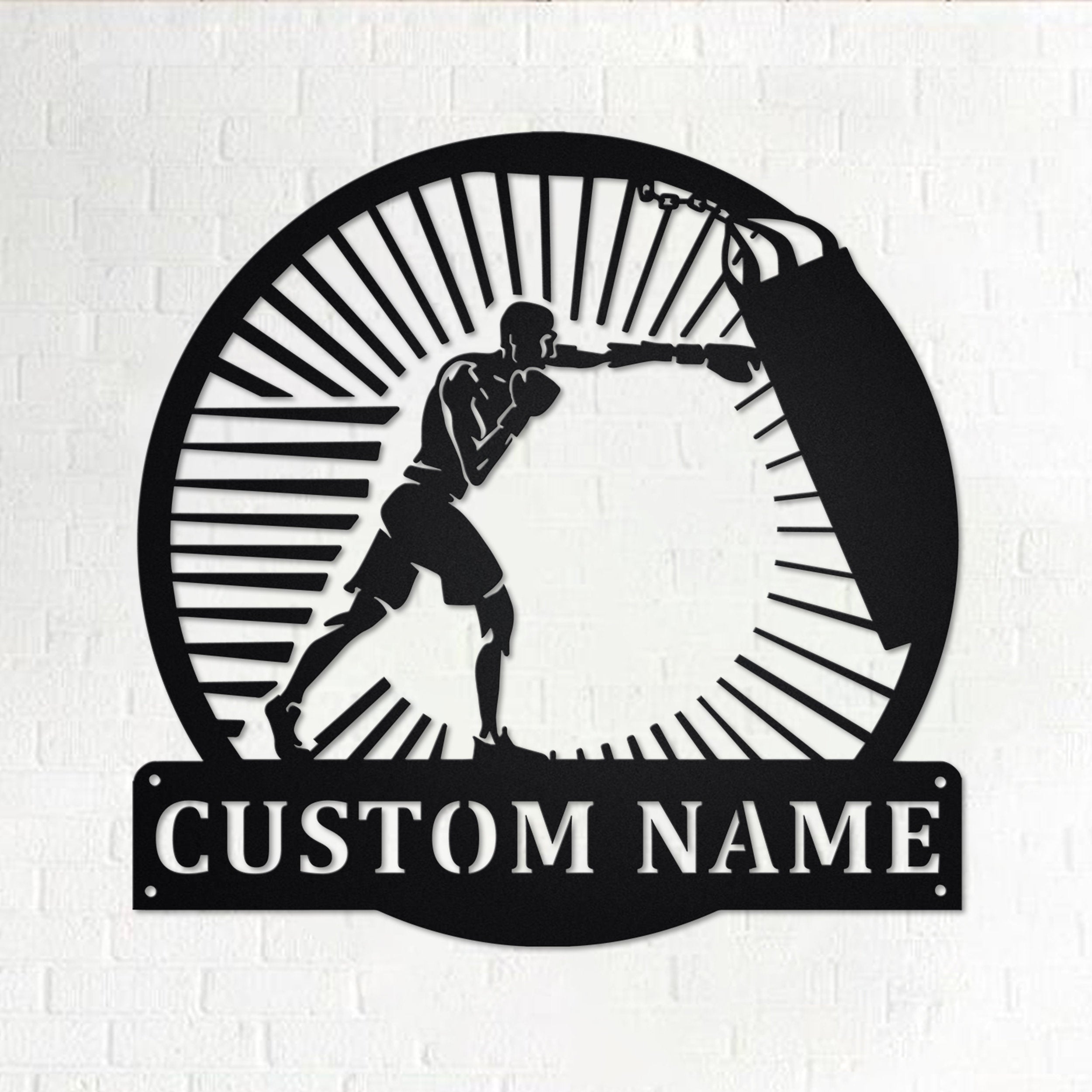 Custom Boxing Metal Wall Art, Personalized Boxing Name Sign Decoration ...