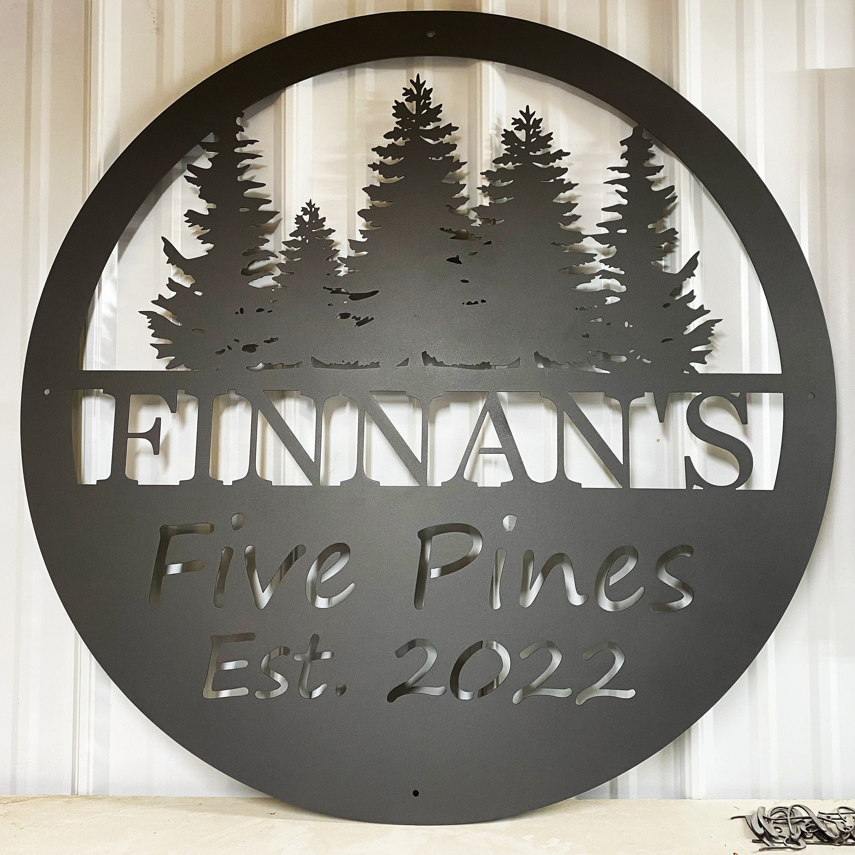 Personalized Pine Tree Sign - Family Name Metal Sign - Personalized ...