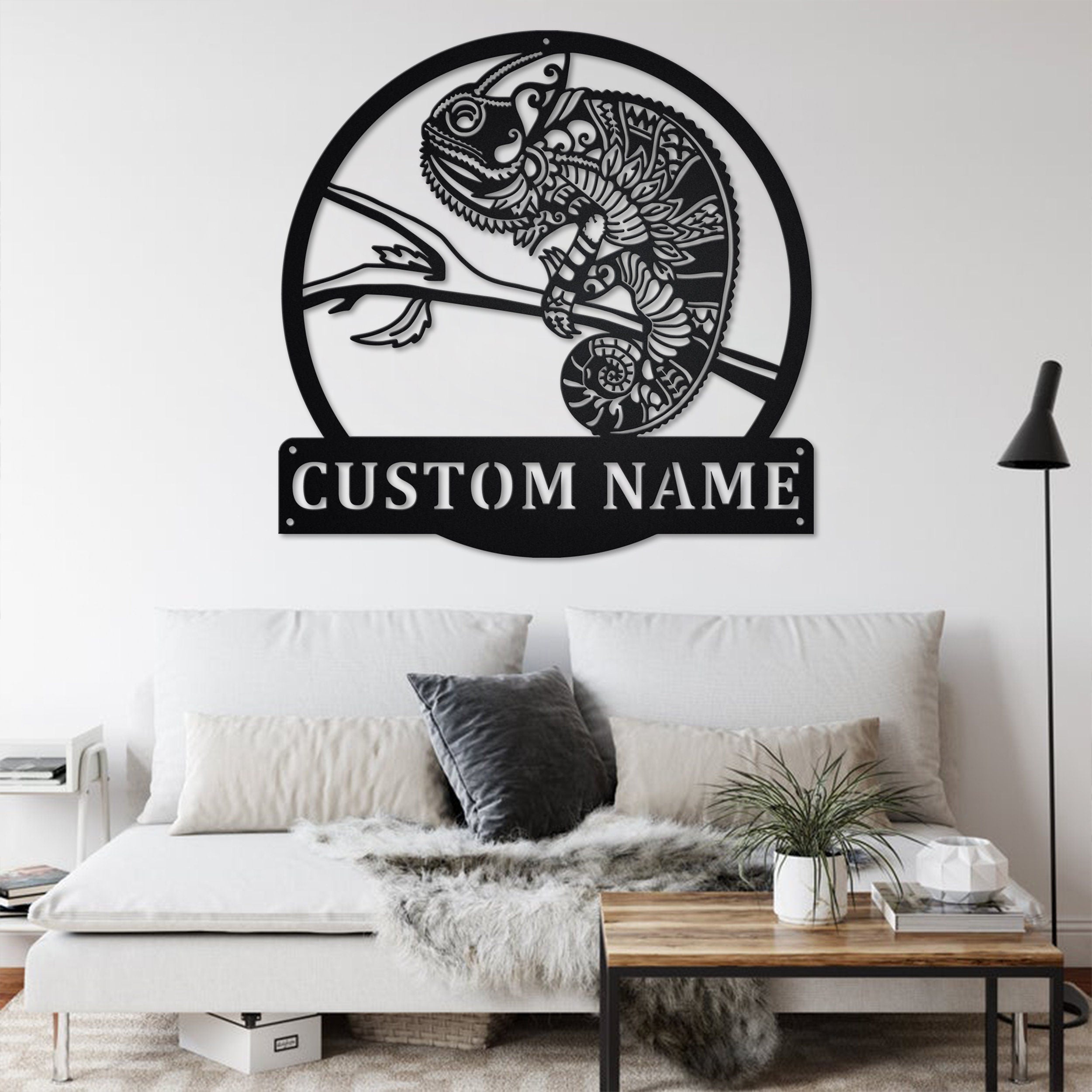 Custom Chameleon Metal Wall Art, Personalized Chameleon Name Sign ...