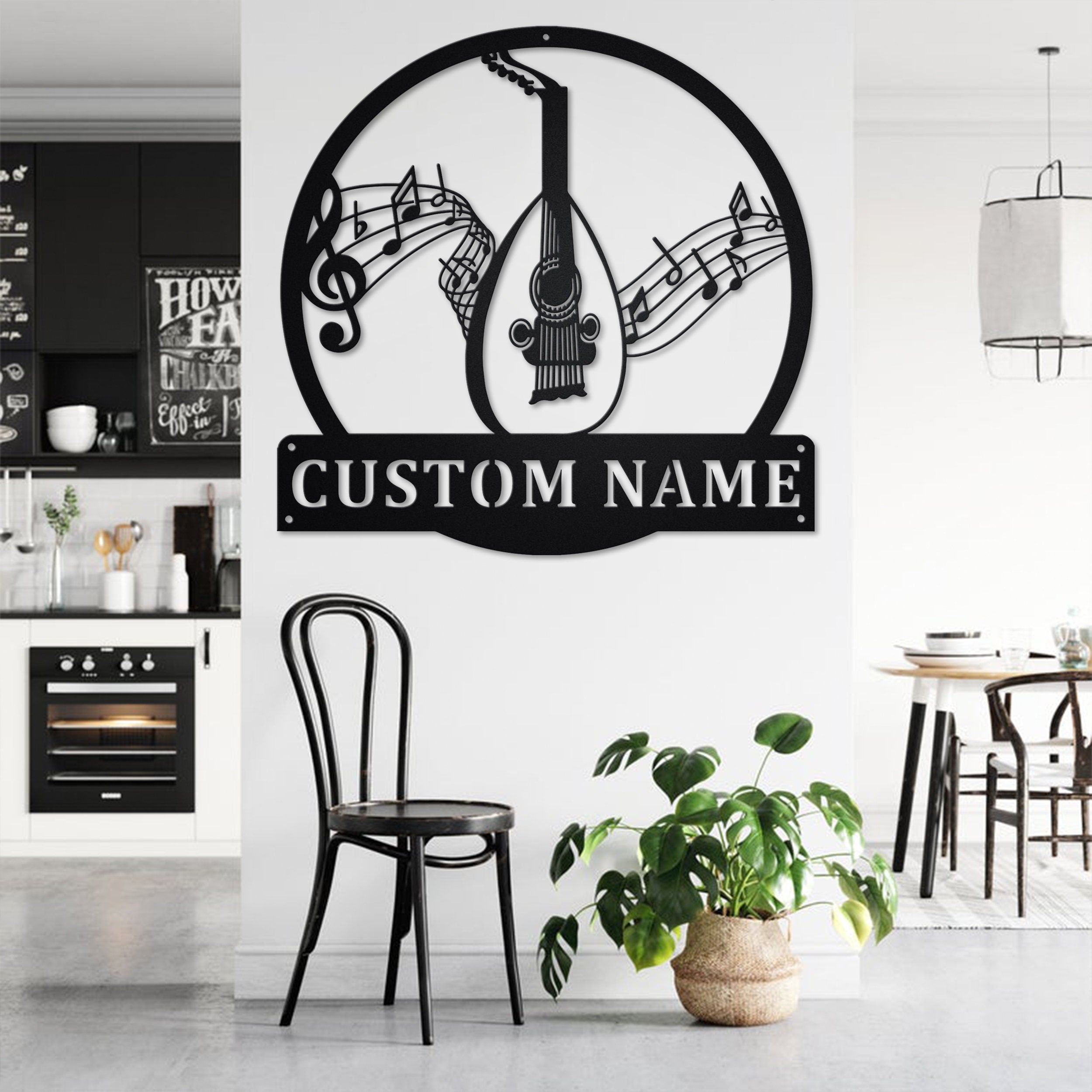 Custom Lute Musical Instrument Metal Wall Art, Personalized Lute Name ...