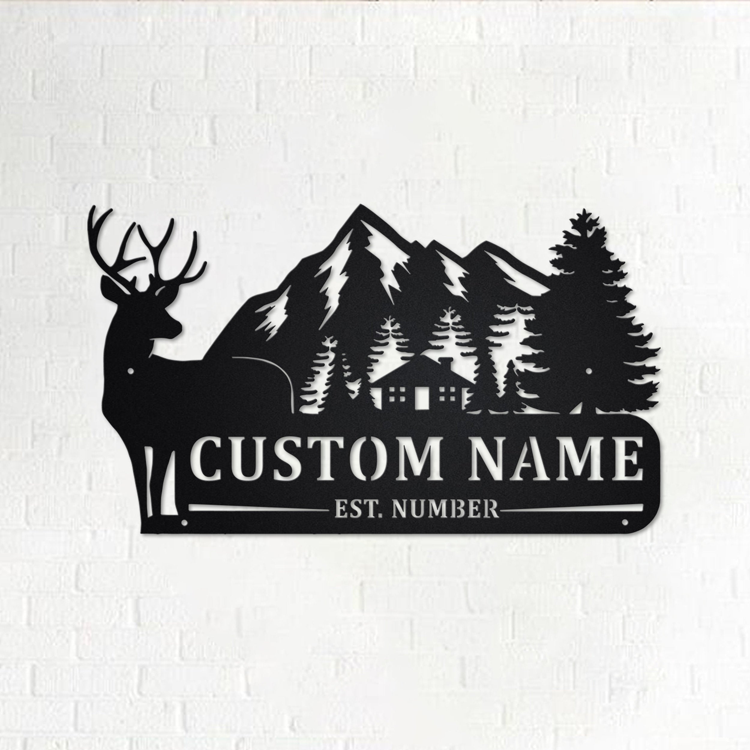 Custom Deer Family Metal Wall Art, Personalized Deer Family Name With ...