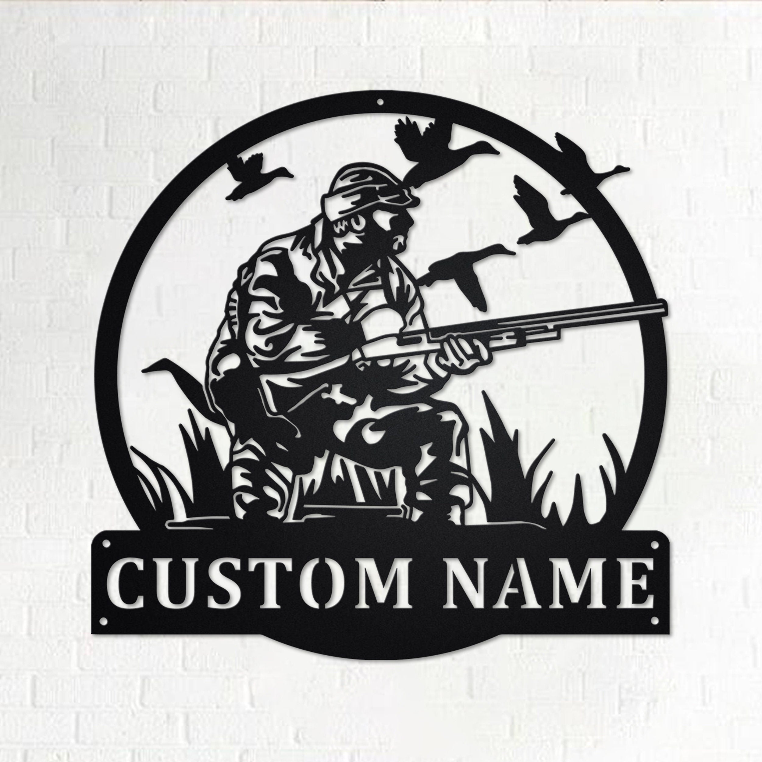 Custom Duck Hunter Metal Wall Art, Personalized Duck Hunter Name Sign ...