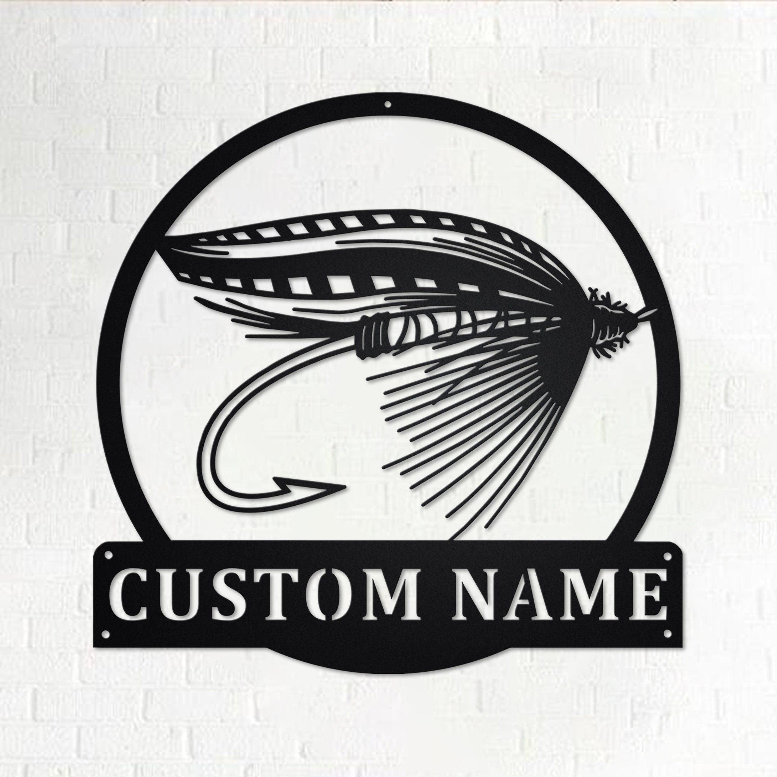 Custom Fly Fishing Metal Wall Art, Personalized Fly Fishing Name Sign ...