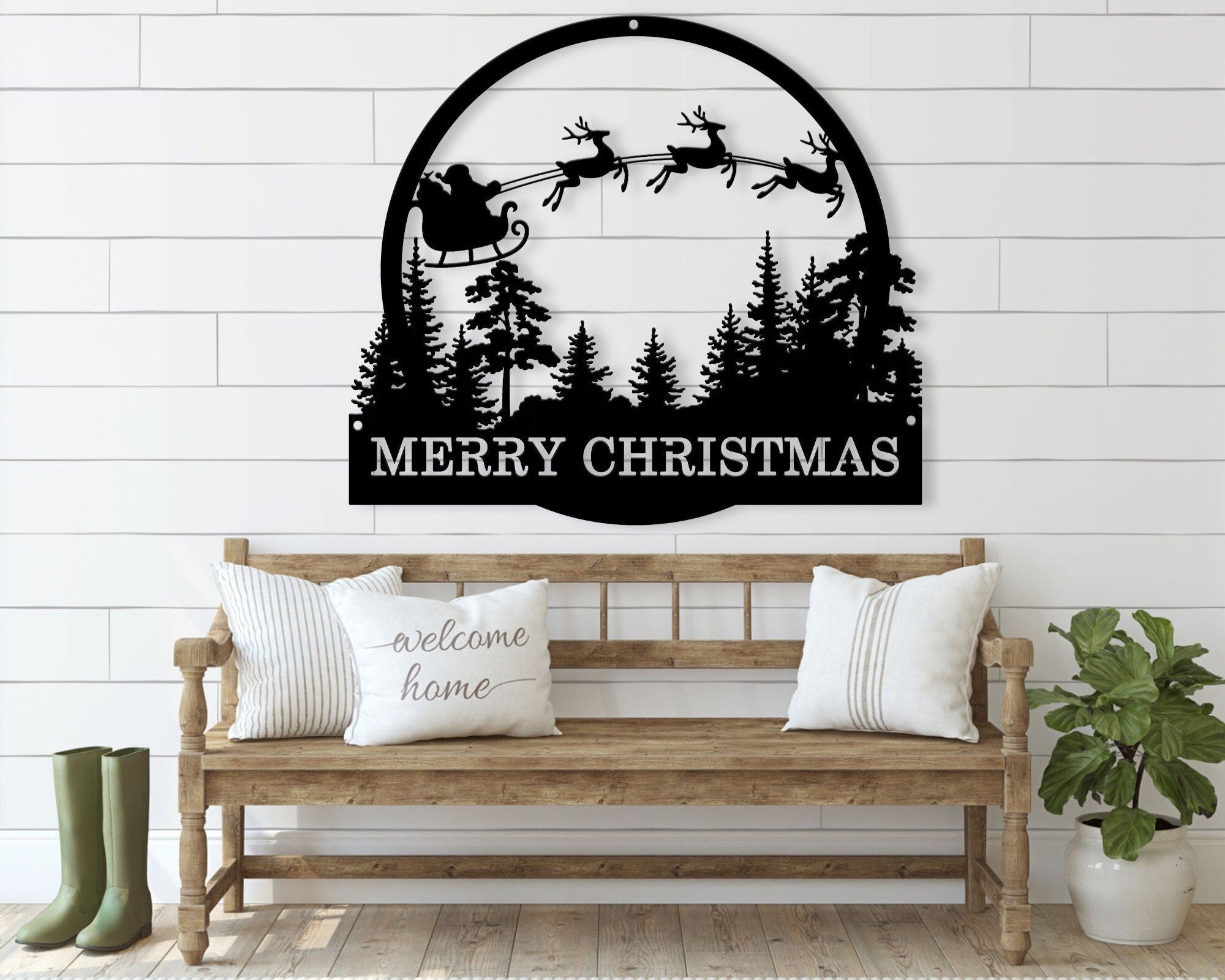 Christmas Metal Sign - Merry Christmas - Christmas Decor - Santa Metal ...