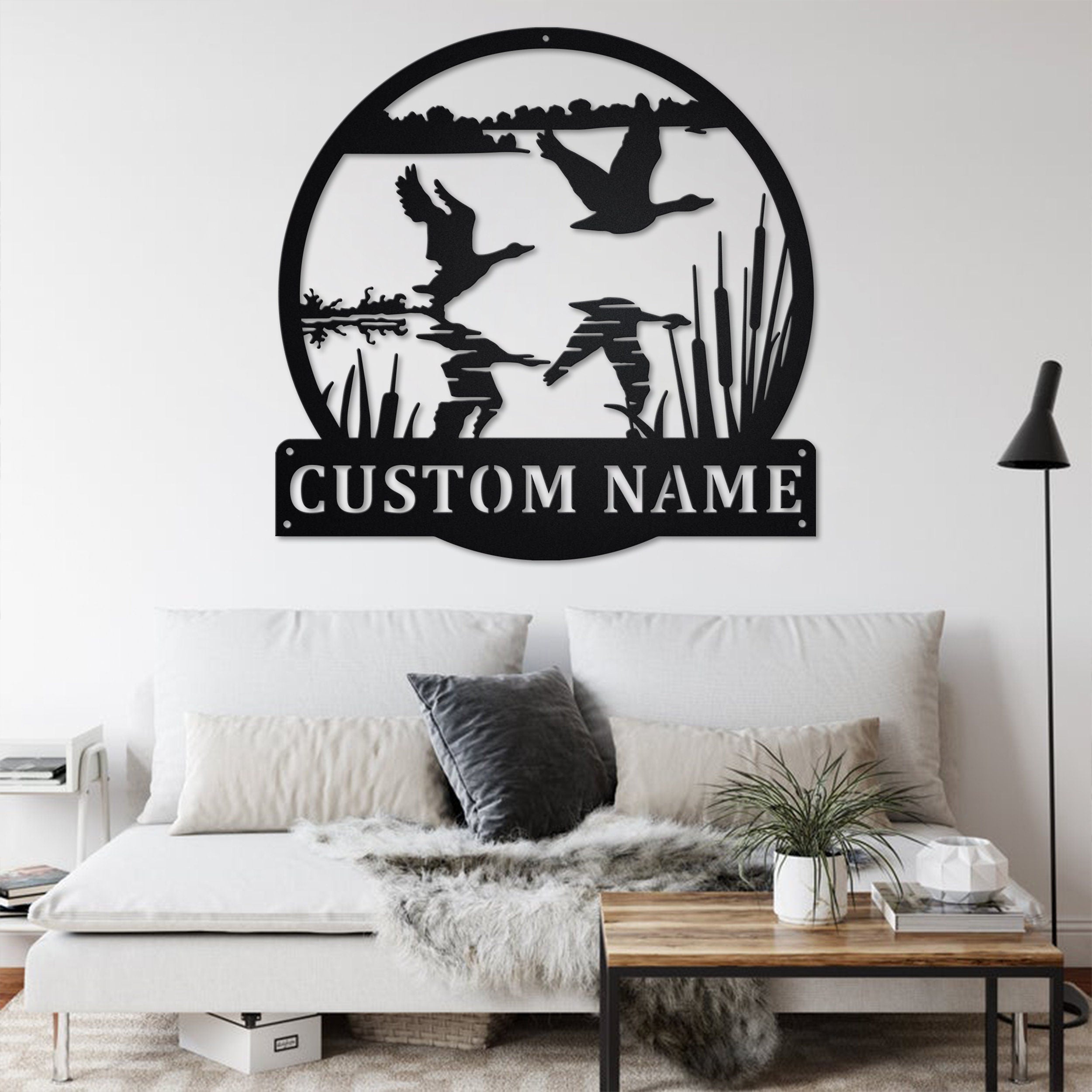 Custom Goose Taking Flight Metal Wall Art, Personalized Goose Name Sign ...