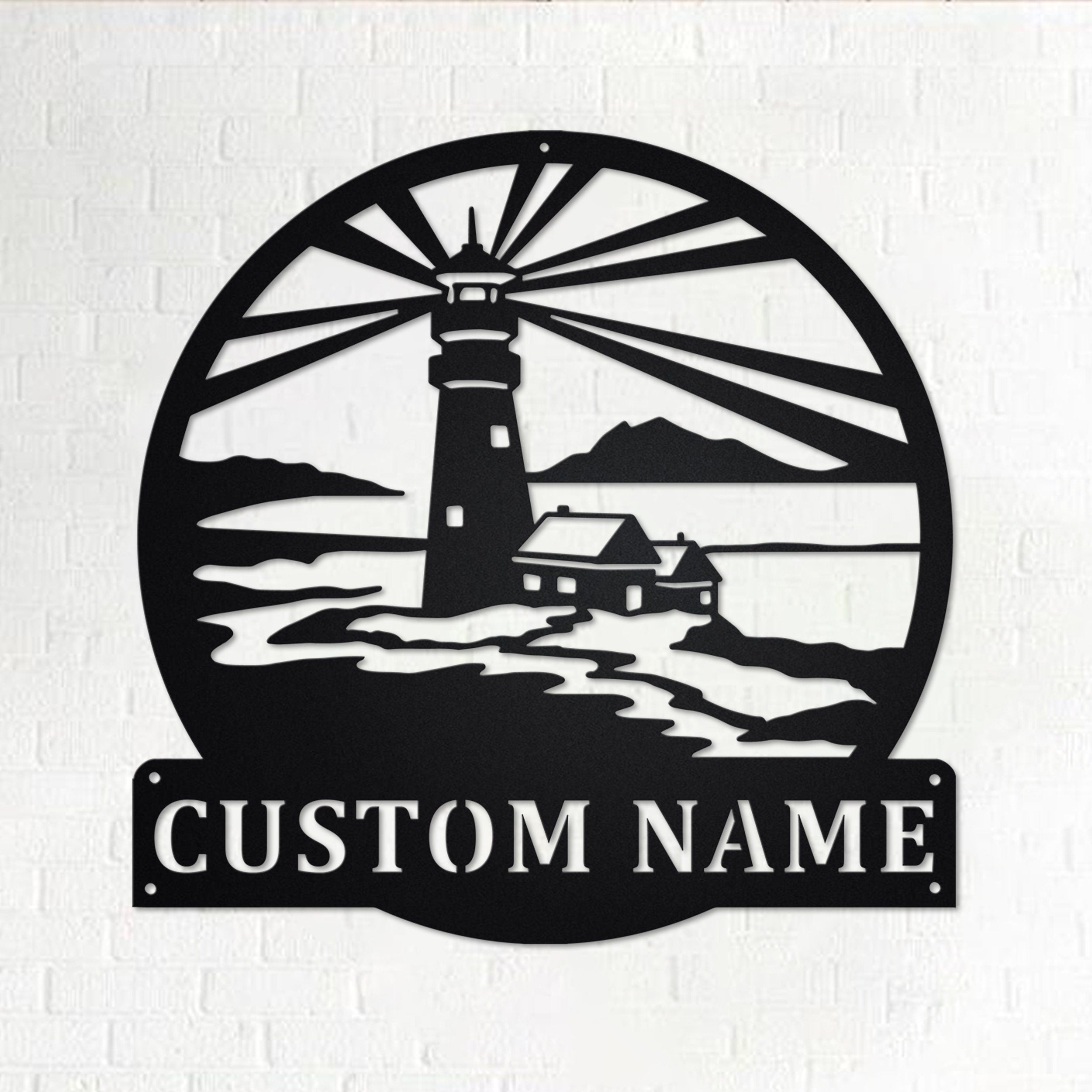 Custom Lighthouse Nautical Round Metal Wall Art, Personalized ...