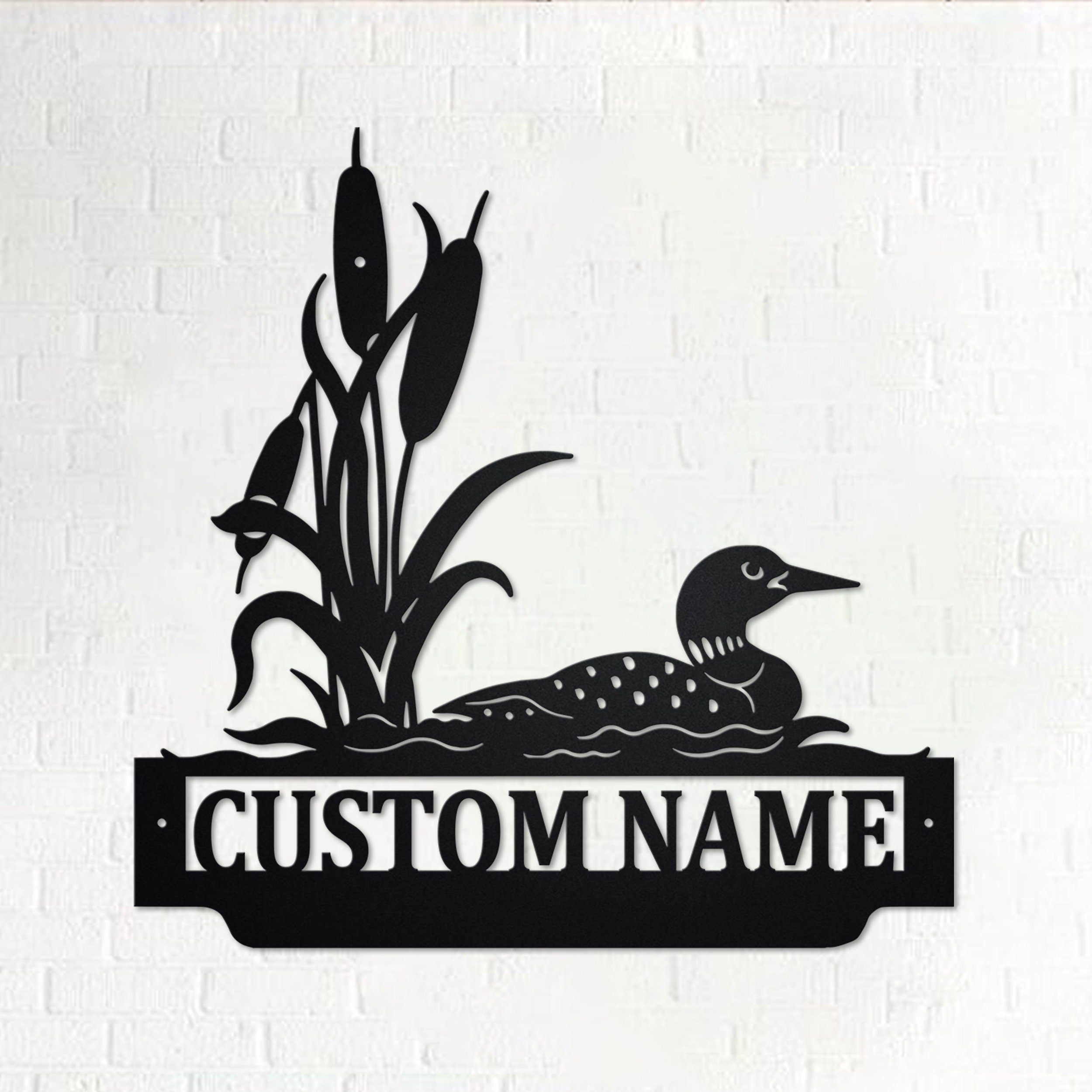 Custom Loon Duck Round Metal Wall Art, Personalized Loon Duck Name Sign ...