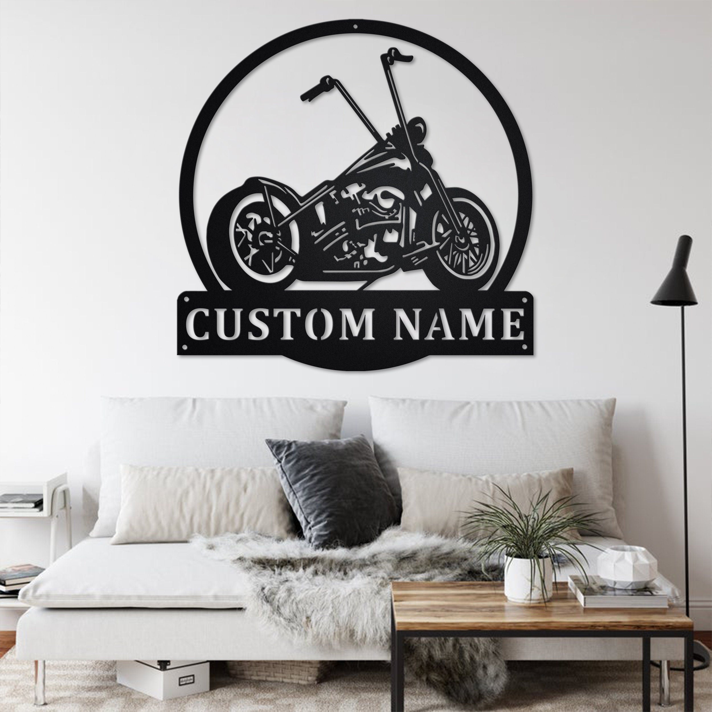 Custom Motorcycle Metal Wall Art, Personalized Biker Name Sign ...