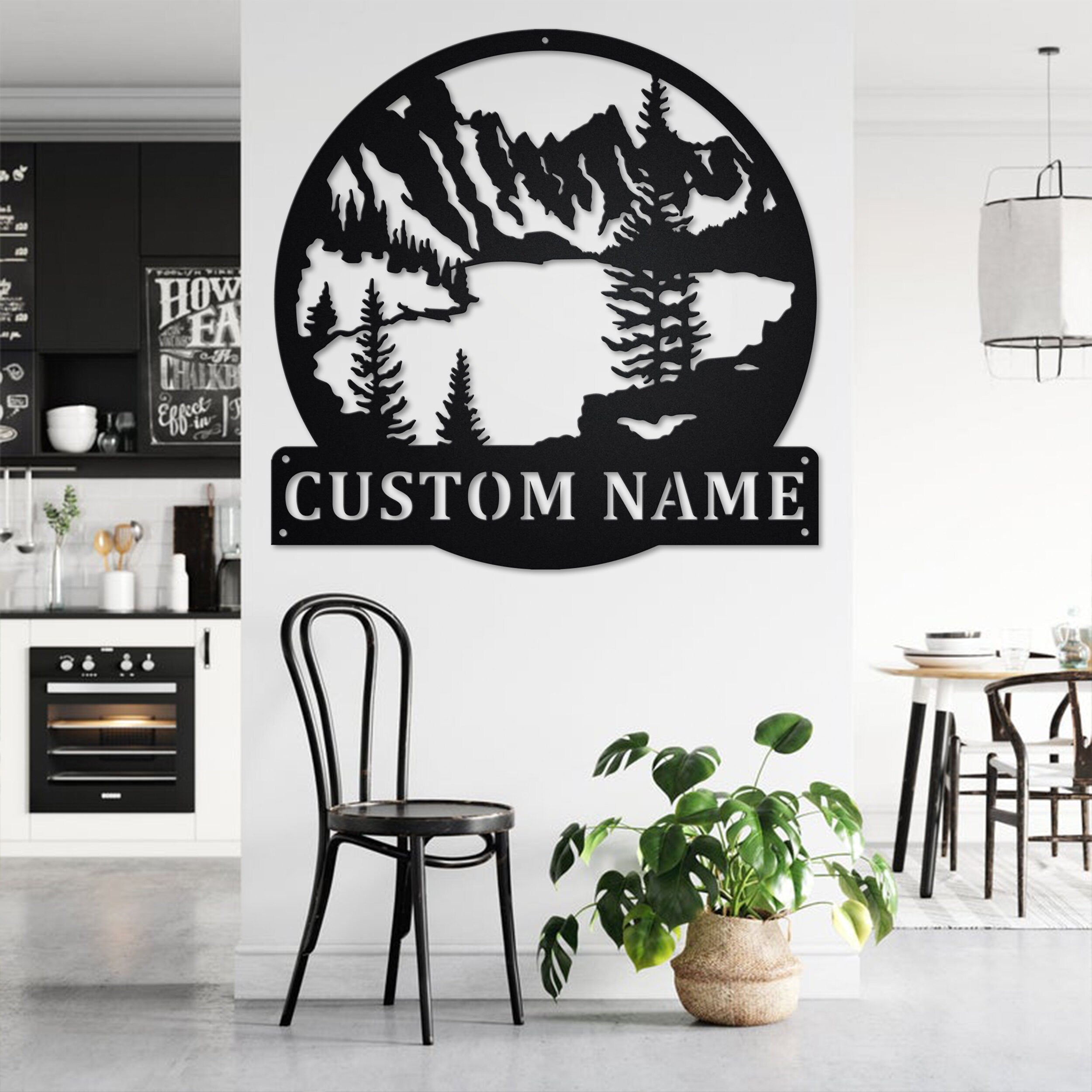 Custom Mountain Lake Metal Wall Art, Personalized Mountain Lake Name ...