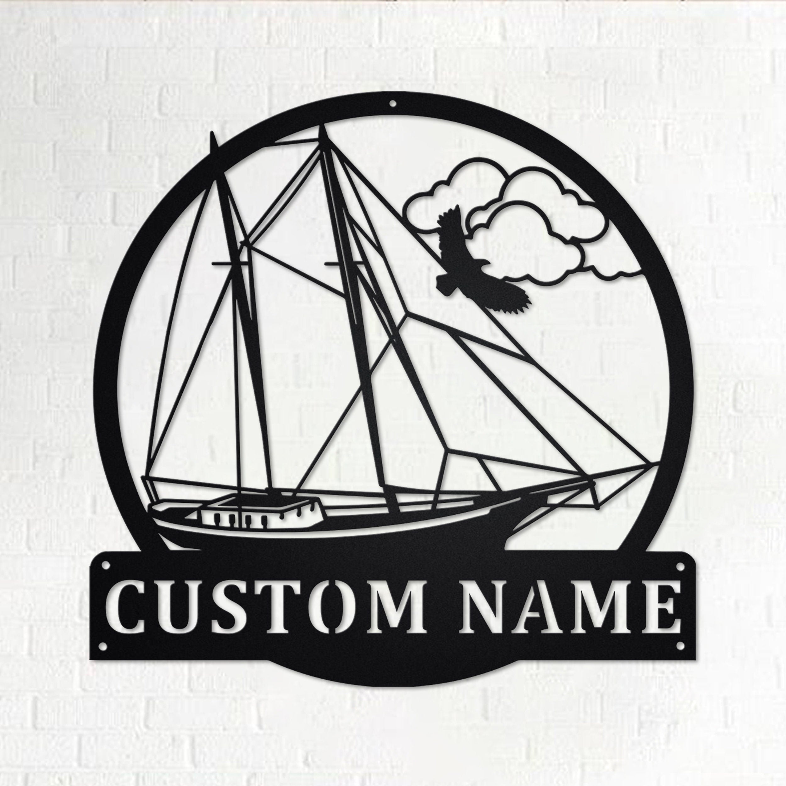 Custom Schooner Ship Metal Wall Art, Personalized Schooner Ship Name ...