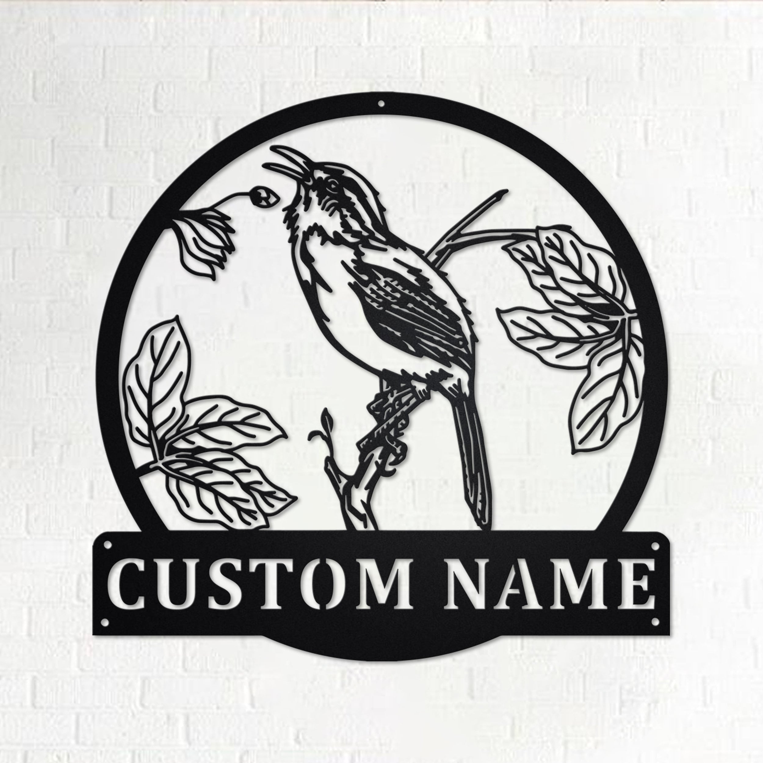 Custom Wren Bird Metal Wall Art, Personalized Wren Name Sign Decoration ...