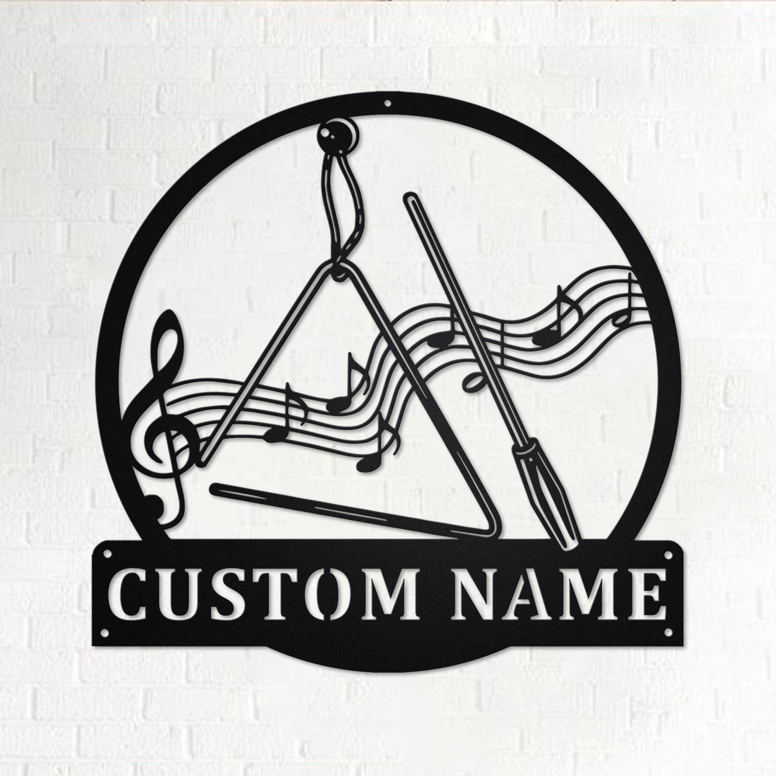 Custom Triangle Musical Instrument Metal Wall Art, Personalized ...