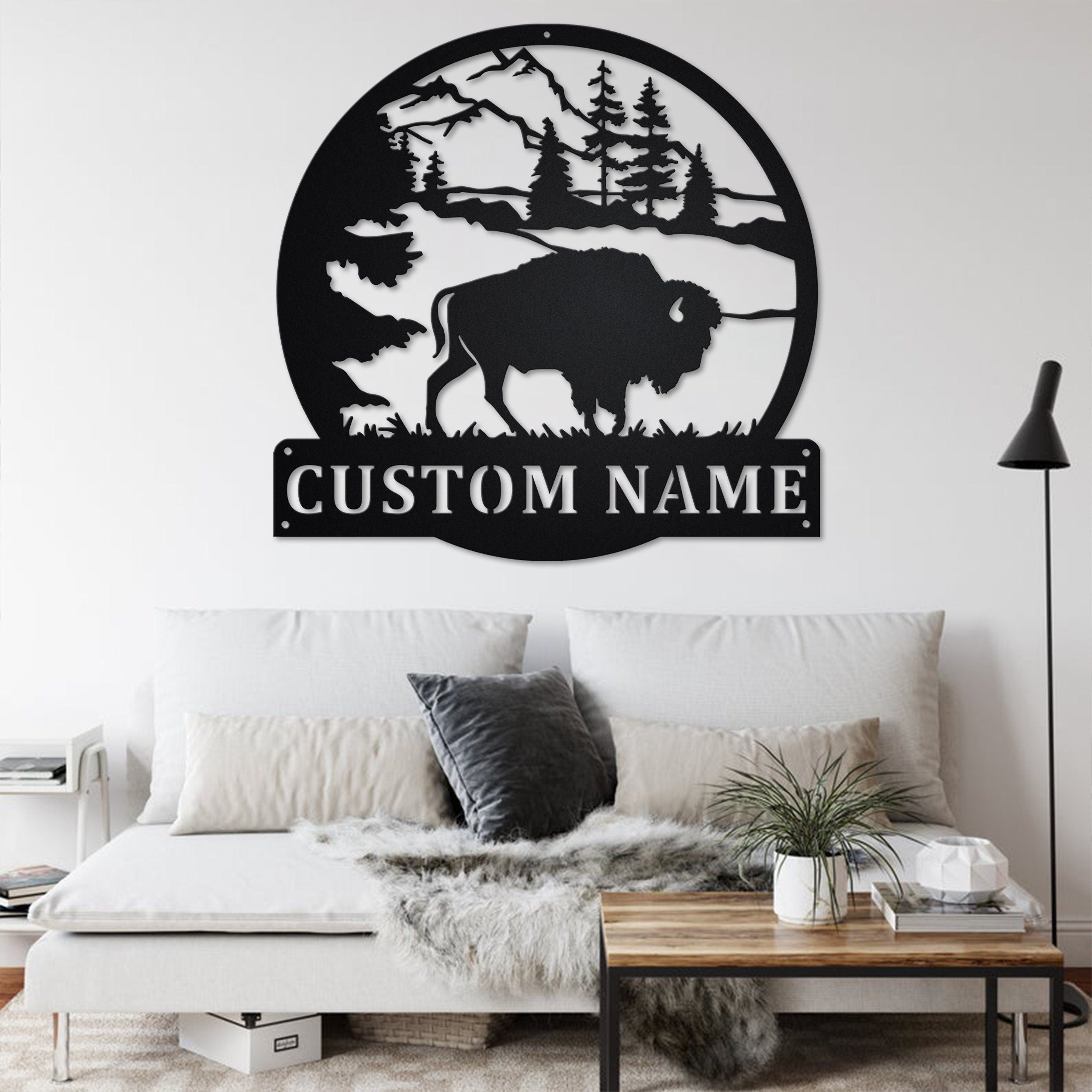 Custom American Bison Metal Wall Art, Personalized Bison Name Sign ...