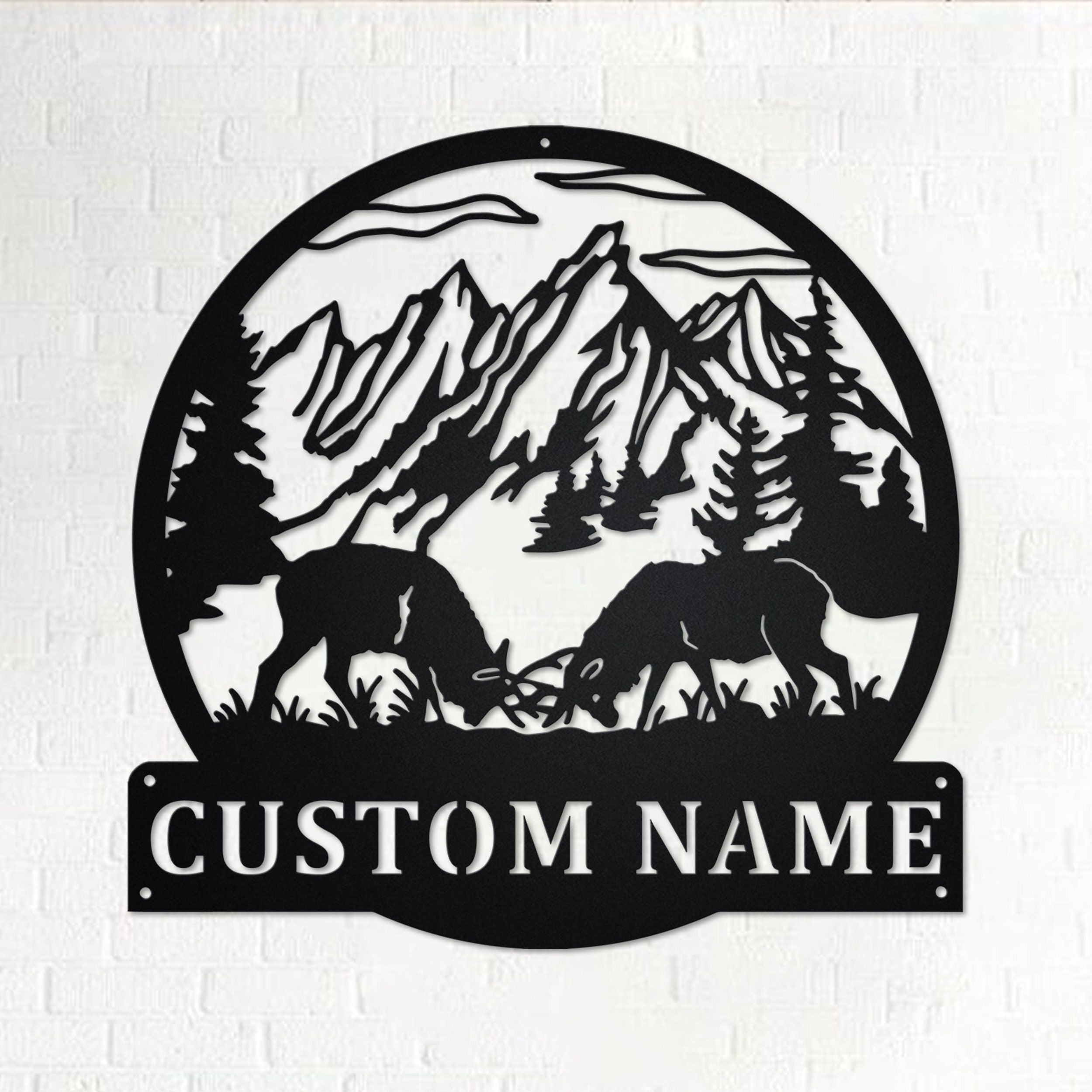 Custom Dueling Caribou Elk Deer Metal Wall Art, Personalized Elk Deer ...